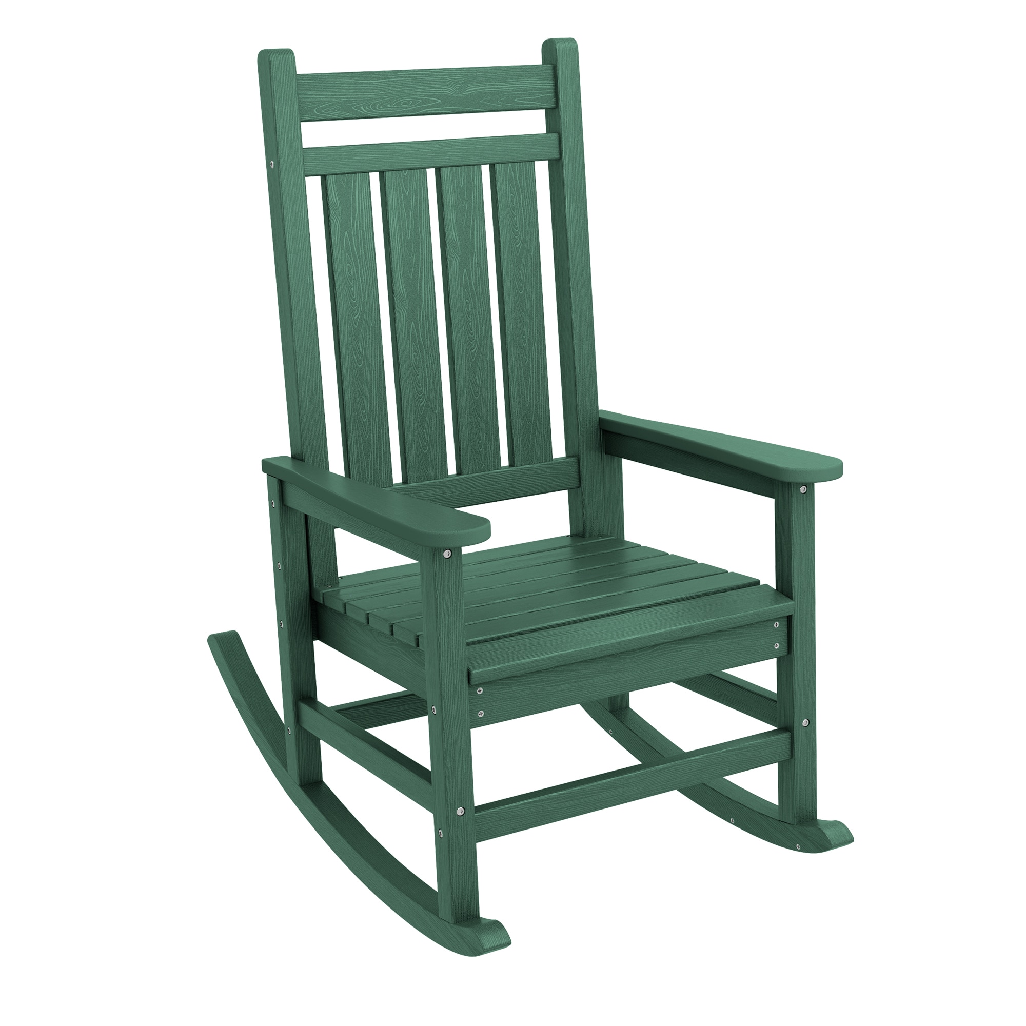 VOUA 21.06in Wide Seat High-Back Rocking Chair Green HDPE Frame Rocking ...