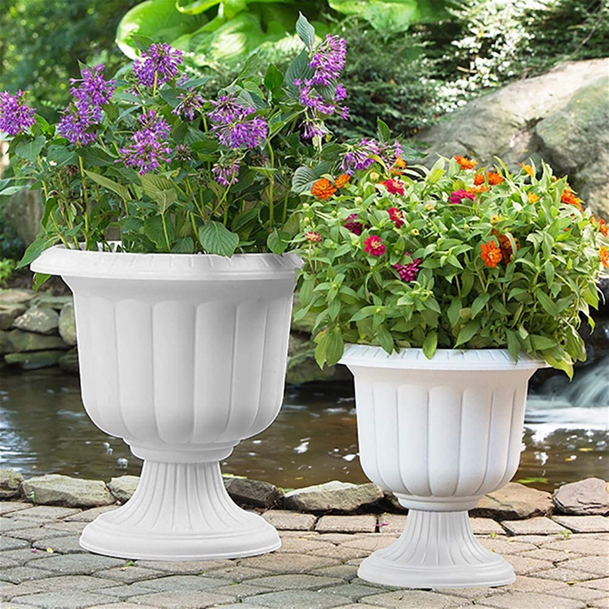 Novelty Manufacturing Classic Urn Plastic Planter- Stone Colored - 14in ...
