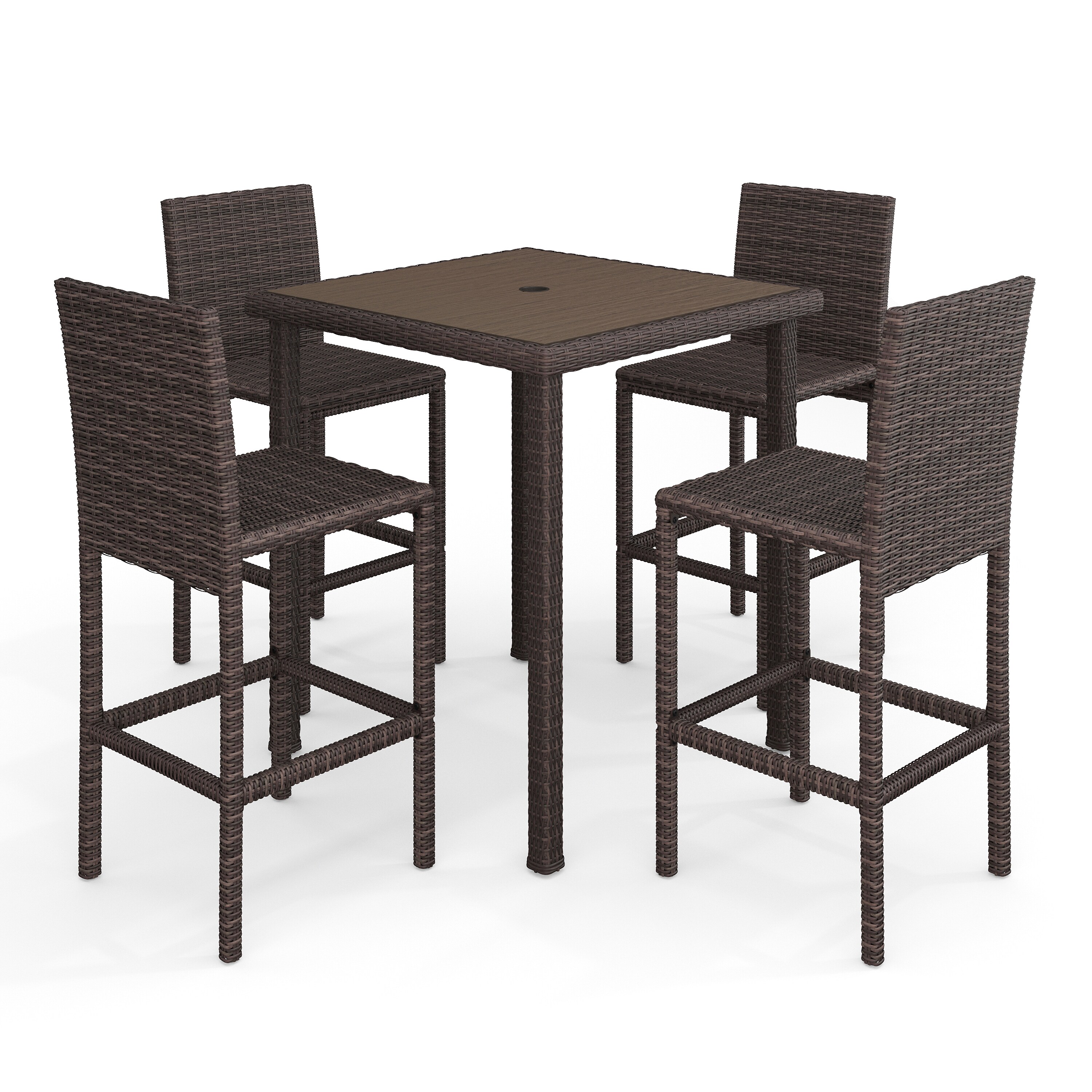 Martha Stewart Bedford 5-Piece Indoor-Outdoor Bar Set with 4 Patio Bar ...