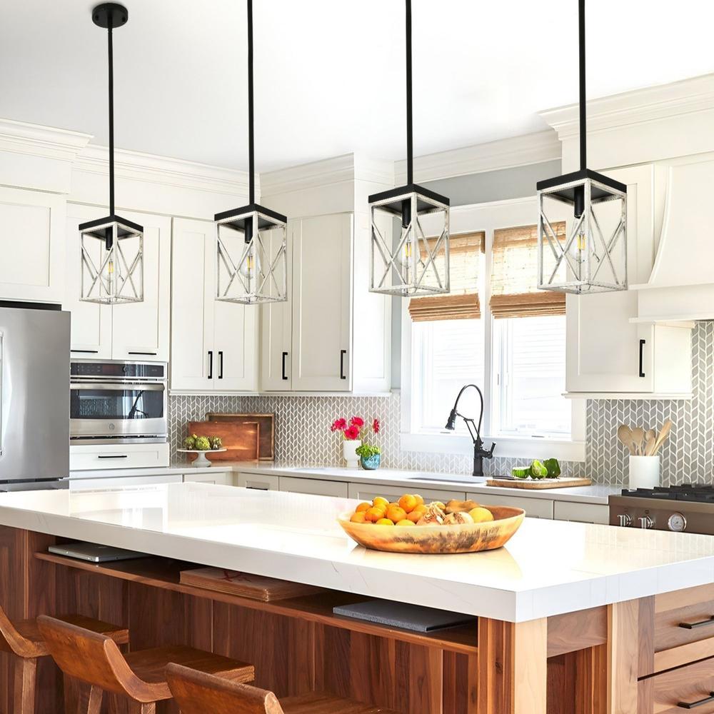 Henveton Jasslynn 1-Light Grey Farmhouse Pendant Light Fixture with ...