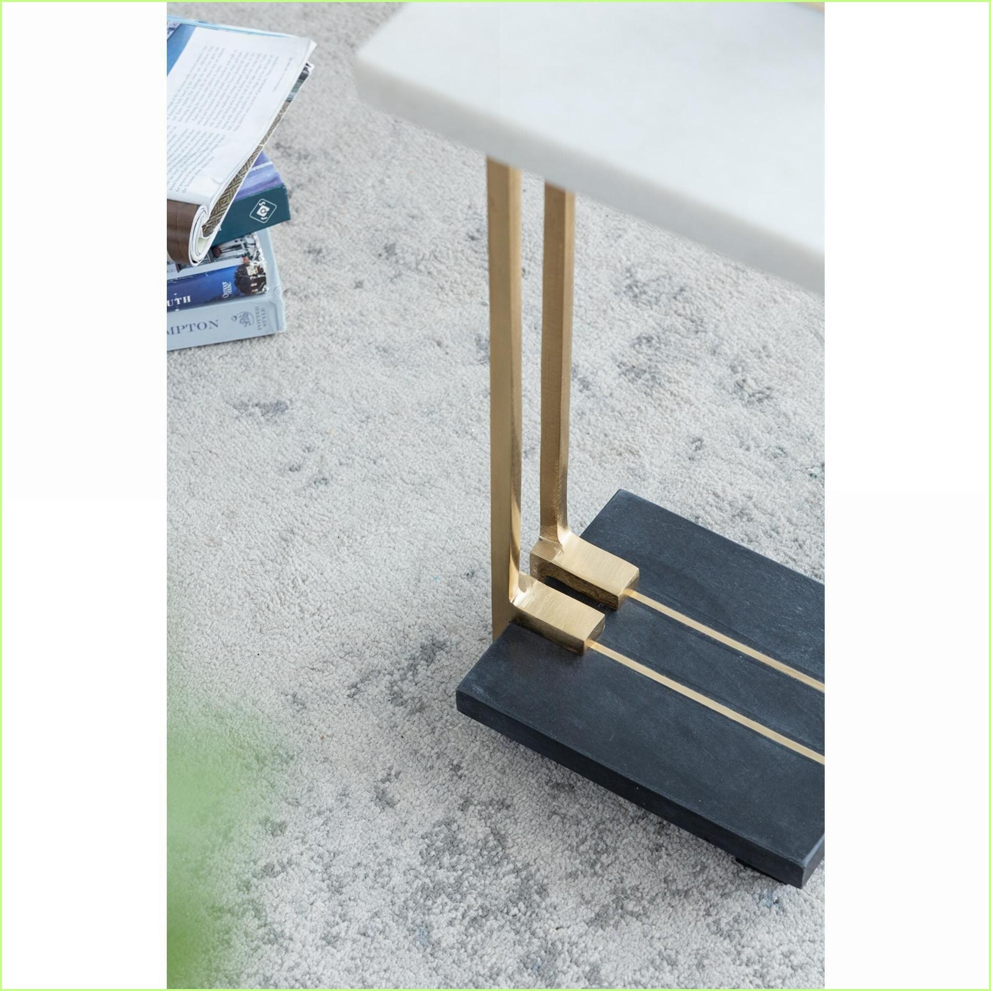 Watnature Space Saving C Shaped Coffee Table with White Marble Top amp ...