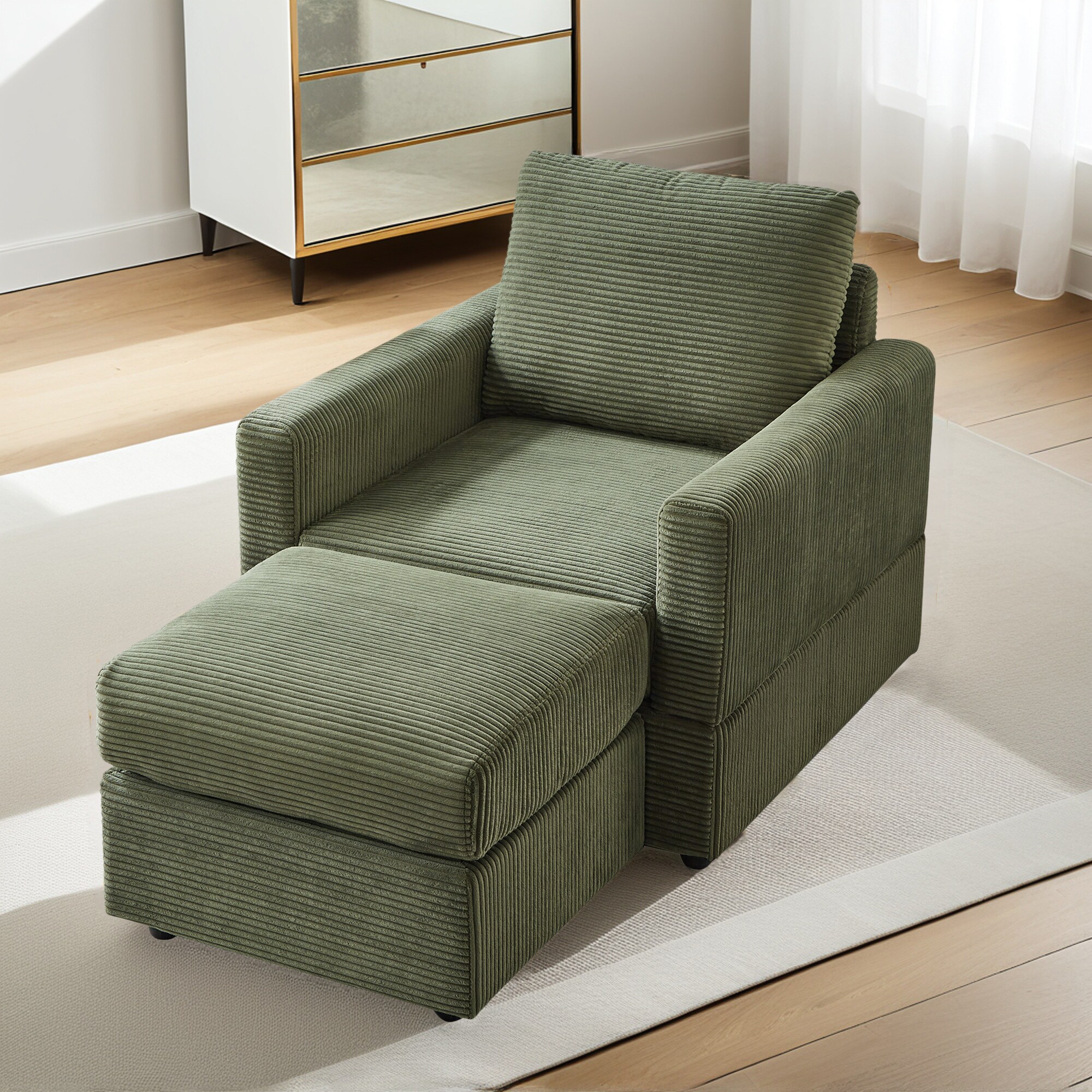 Hrinhom 32-in W Modern GREEN Corduroy Accent Armchair in the Chairs ...