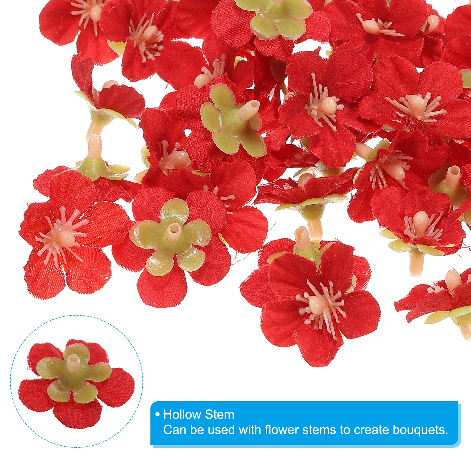 PATIKIL 0.98 Inch Artificial Cherry Blossom Flower Heads 50pcs Silk ...