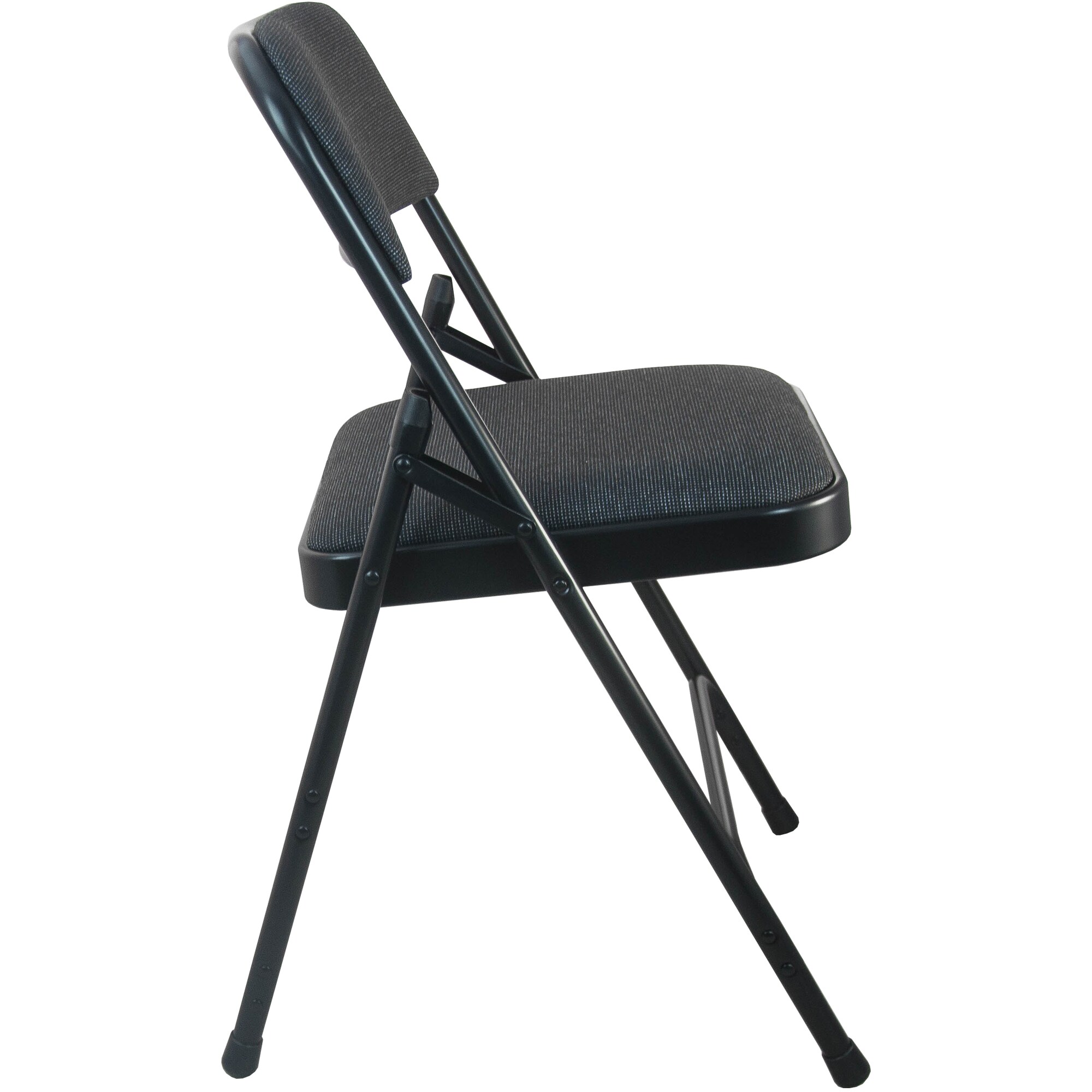 Emma + Oliver Black Padded Metal Folding Chair - Black 1-in Fabric Seat ...