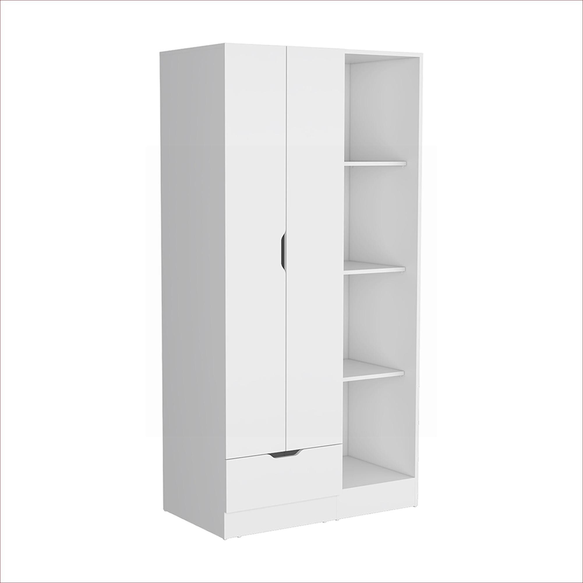 Watnature Wardrobe Armoire Storage Unit with 4-Tier Shelves and 1 ...