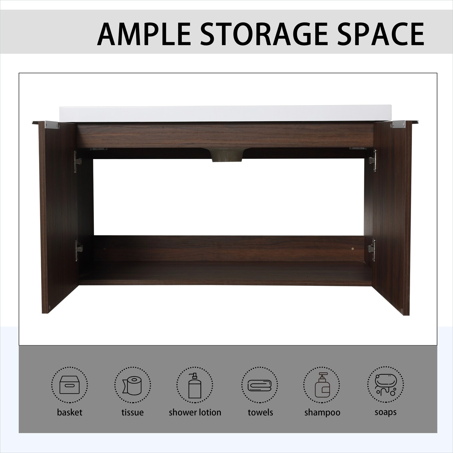 Watnature 36-Inch Bathroom Vanity with Sink Floating Modern Design Rich ...
