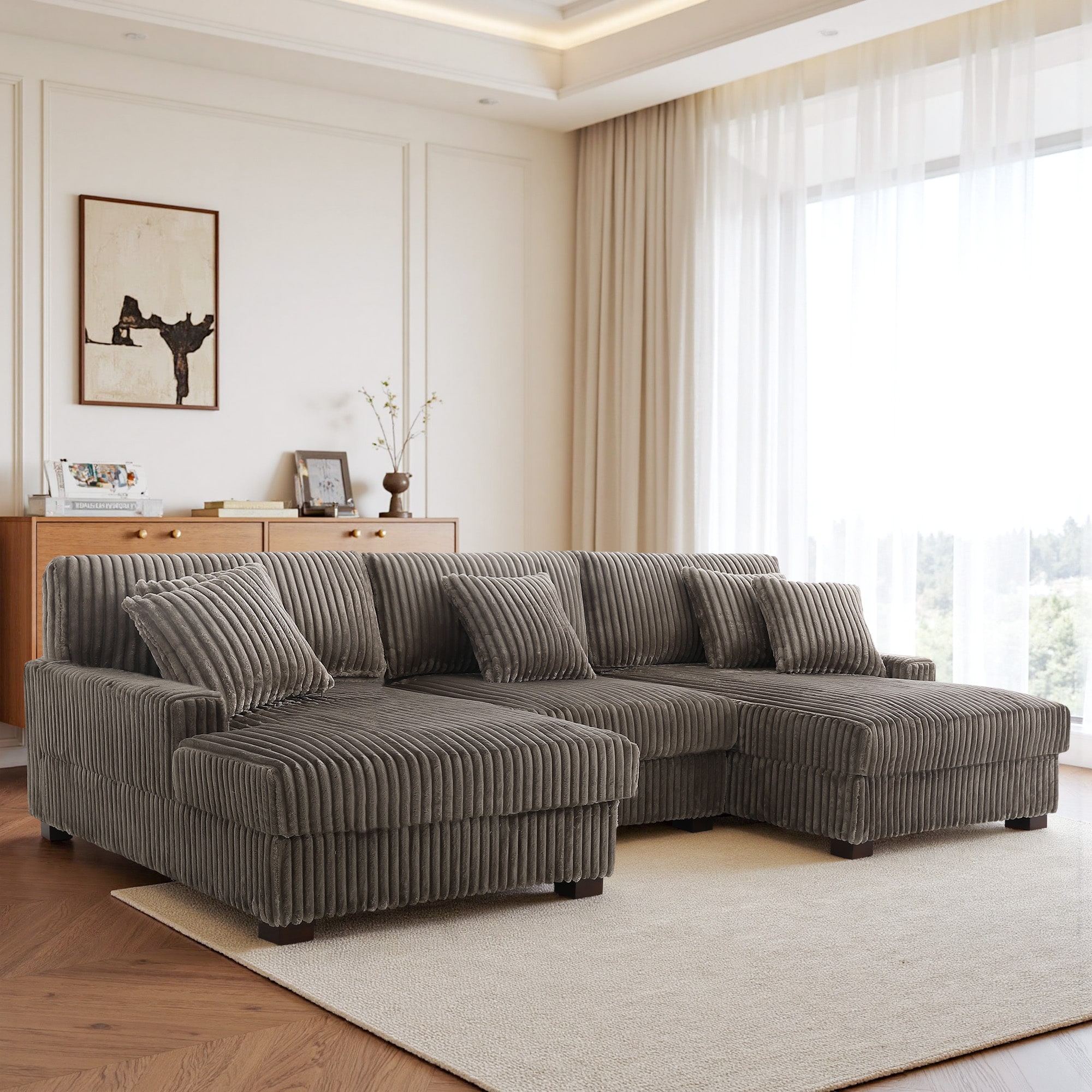 Dreamsidea Sectional Sofa 118.3-in W U Shaped 3-Seaters Modular Sofa ...