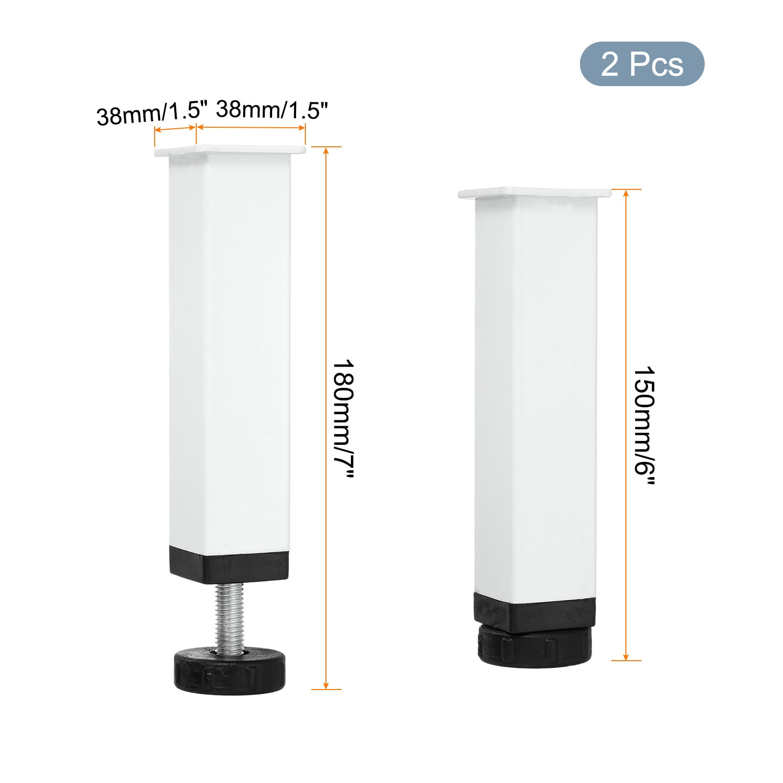 Unique Bargains 2pcs Adjustable Height Center Support Leg 6inch Metal ...