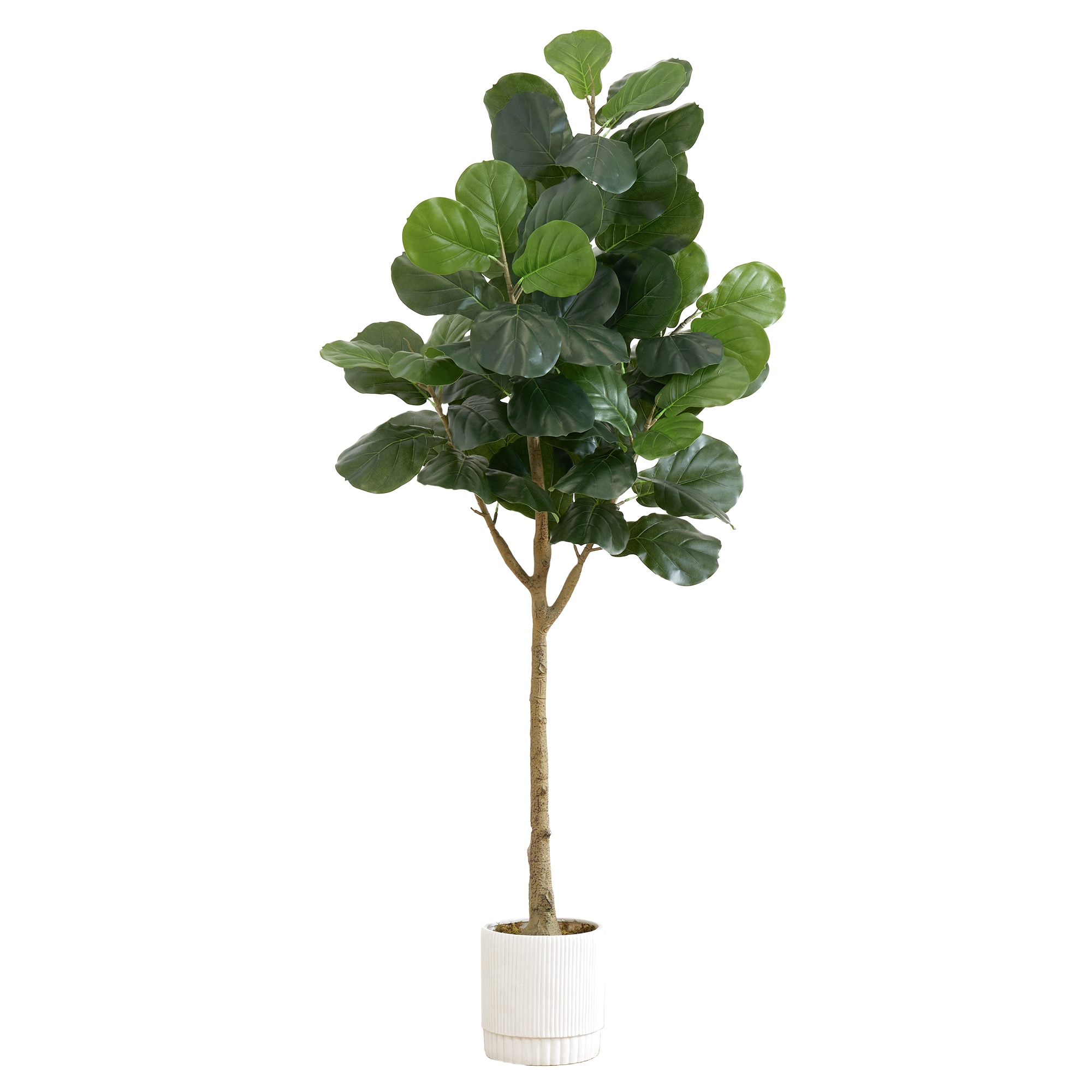 Nearly Natural 6-ft Artificial Fiddle Leaf Fig Tree with White ...