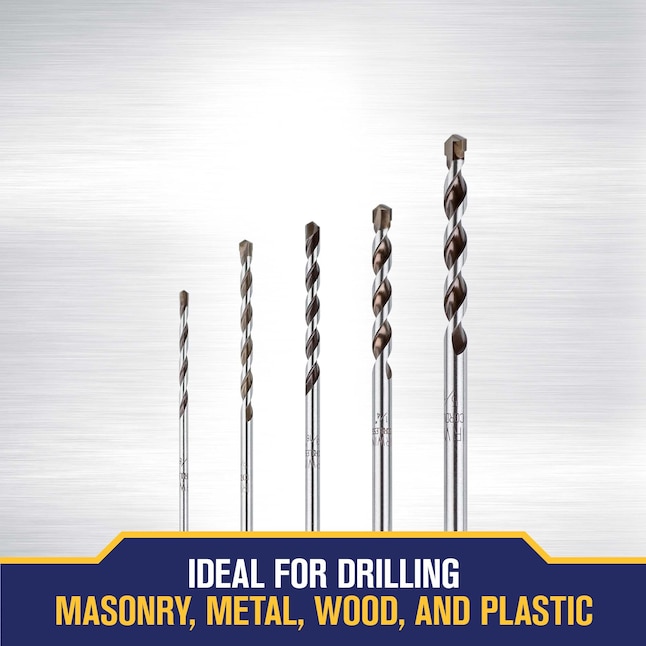 IRWIN Multi-Material 5-Piece 3/8-in x 4-in Carbide Masonry Drill Bit ... IRWIN Multi-Material 5-Piece 3/8-in x 4-in Carbide Masonry Drill Bit ...