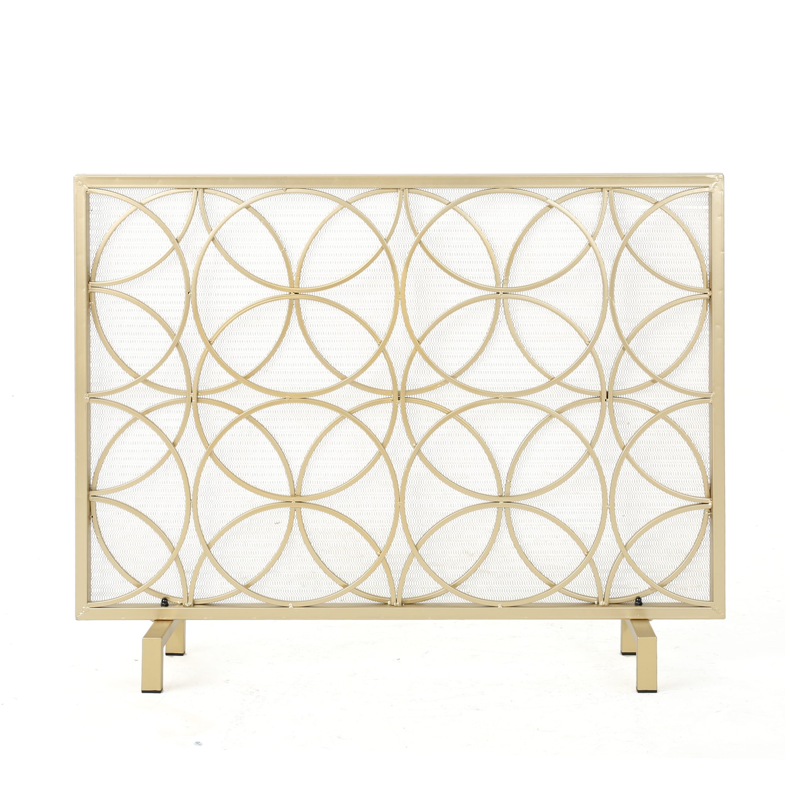 TATAHANCE 41.1-in Gold Iron 1 -Panel Flat Fireplace Screen in the ...