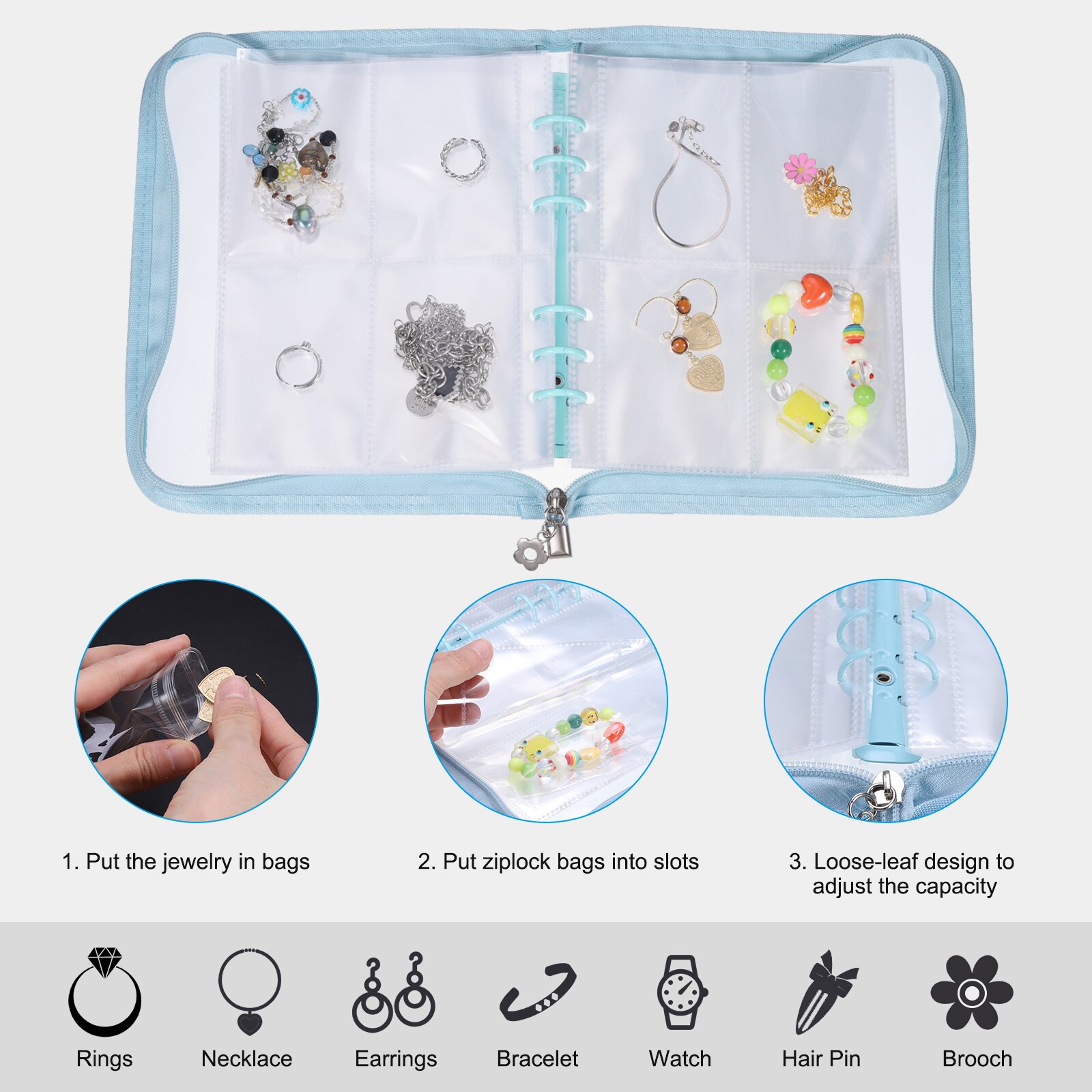 Unique Bargains 1 Set Transparent Earring Organizer Book Clear Travel ...