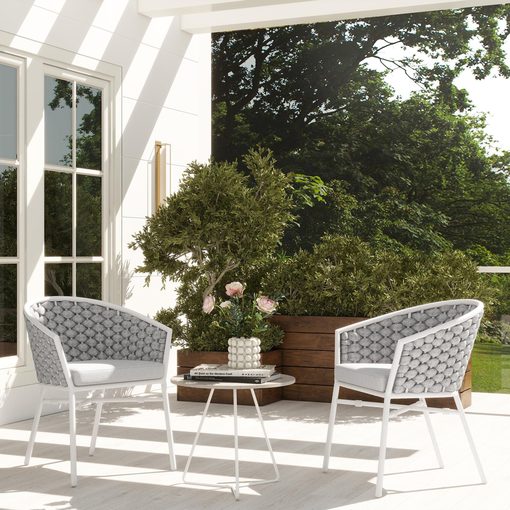 Watnature Outdoor Dining Chairs Set of 2 Barrel Back Rope Patio Chairs ...