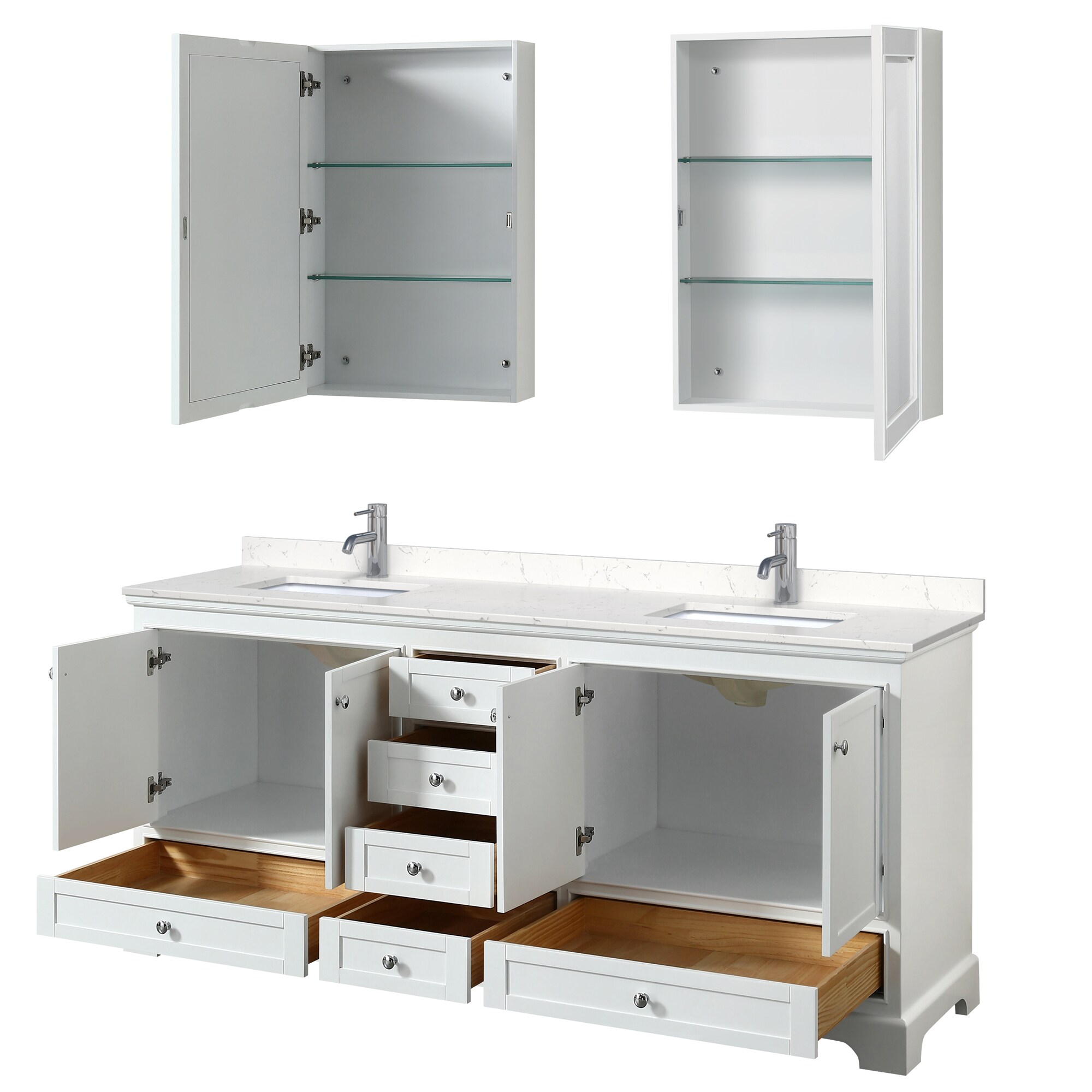 Wyndham Collection Deborah 80-in White with Polished Chrome Trim ...
