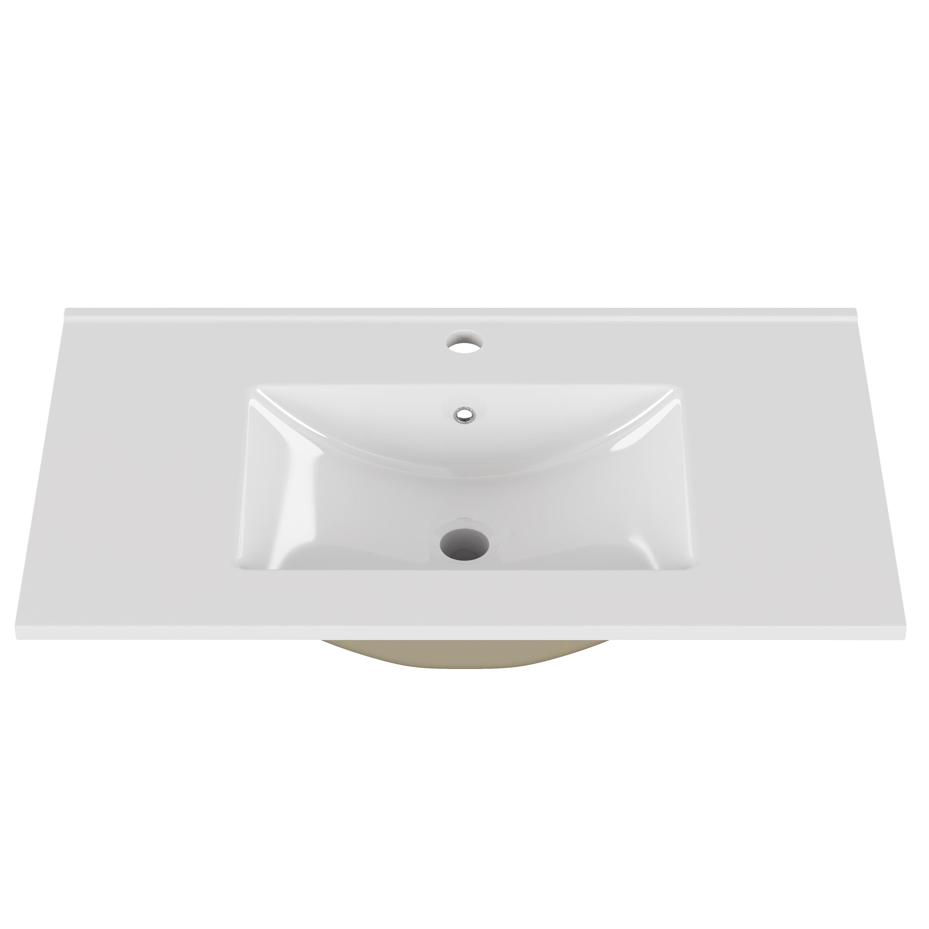 LUXEYARD 32-Inch White Ceramic Bathroom Sink Fits 32-Inch Vanity Pre ...