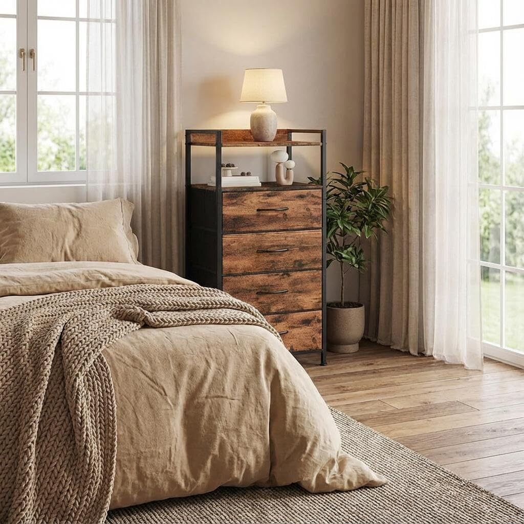 Garvee Nightstand with 4 Drawers Modern Bedside Table for Bedroom ...