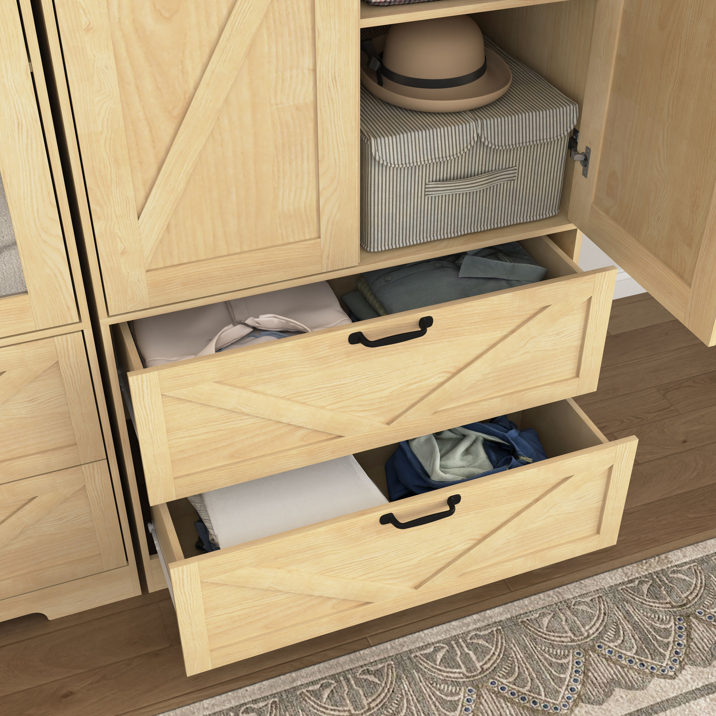 KTMBDW Bedroom Armoire Wardrobe Closet with Mirror - Wood Clothing ...