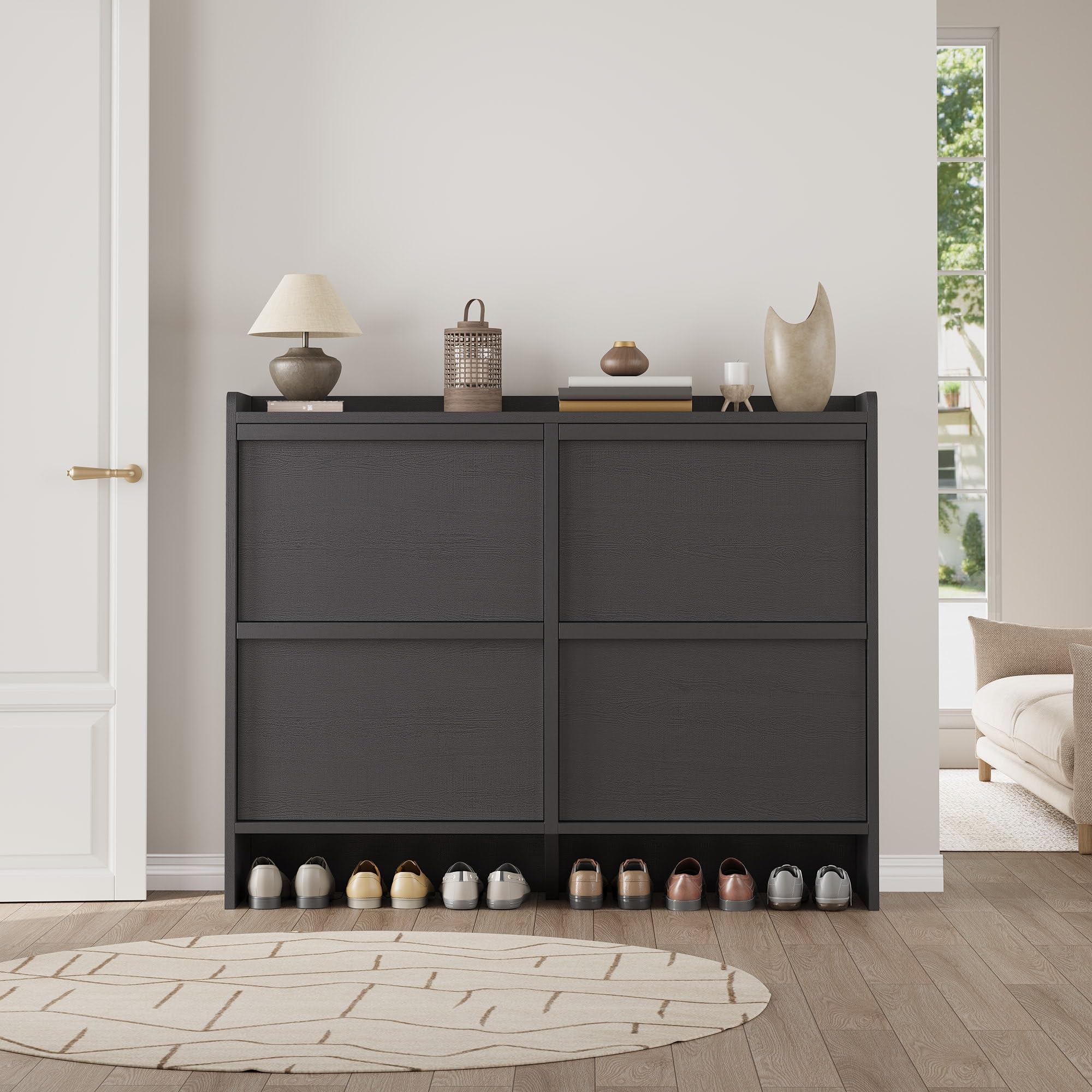 GarveeLife Shoe Cabinet with 4 Flip Drawers Hidden Entryway Shoe ...