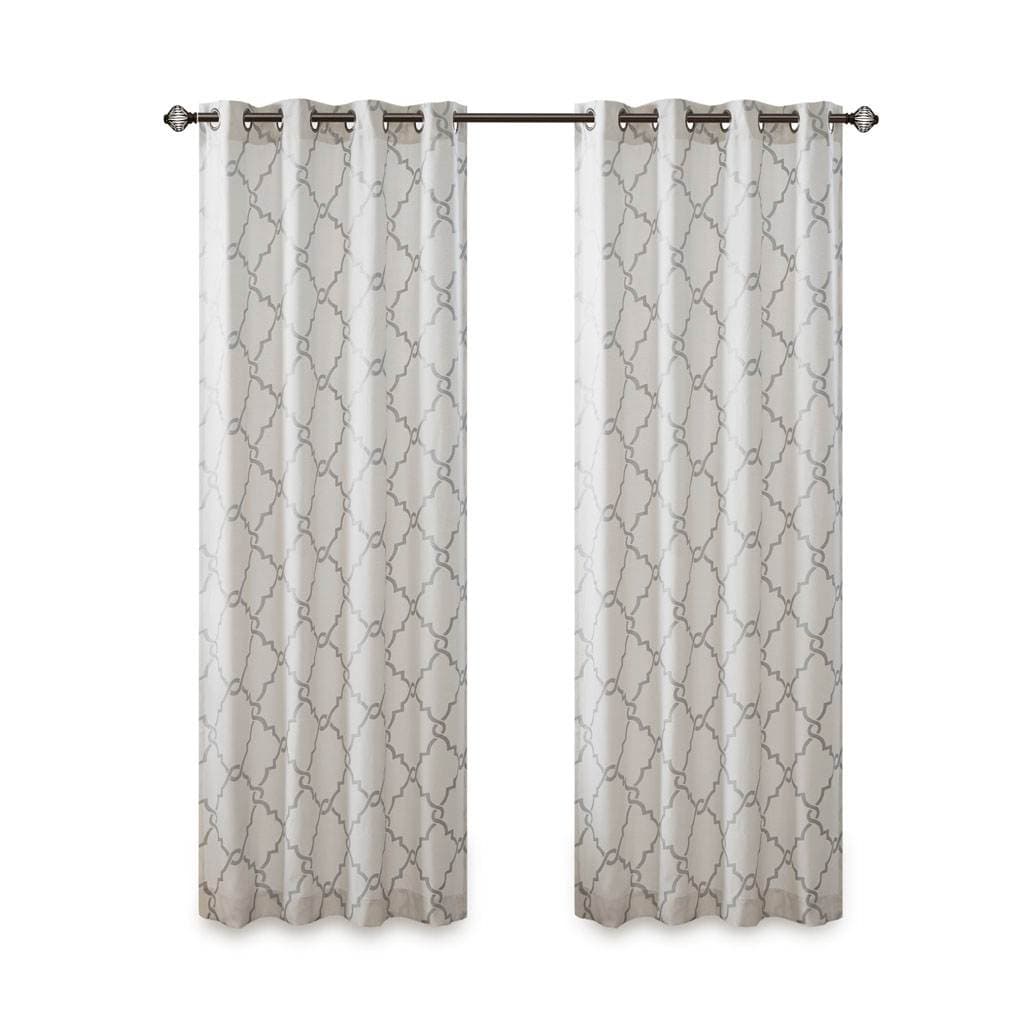 Etokfoks Fretwork Print Grommet Top Window Curtain Panel Single 50x84 ...