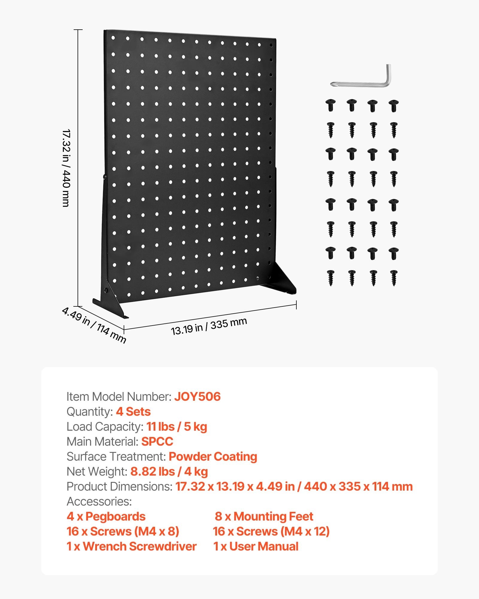 GIVIMO 17 in x 13 in Tabletop Pegboard Display Stand 4 pc Set Steel Peg ...