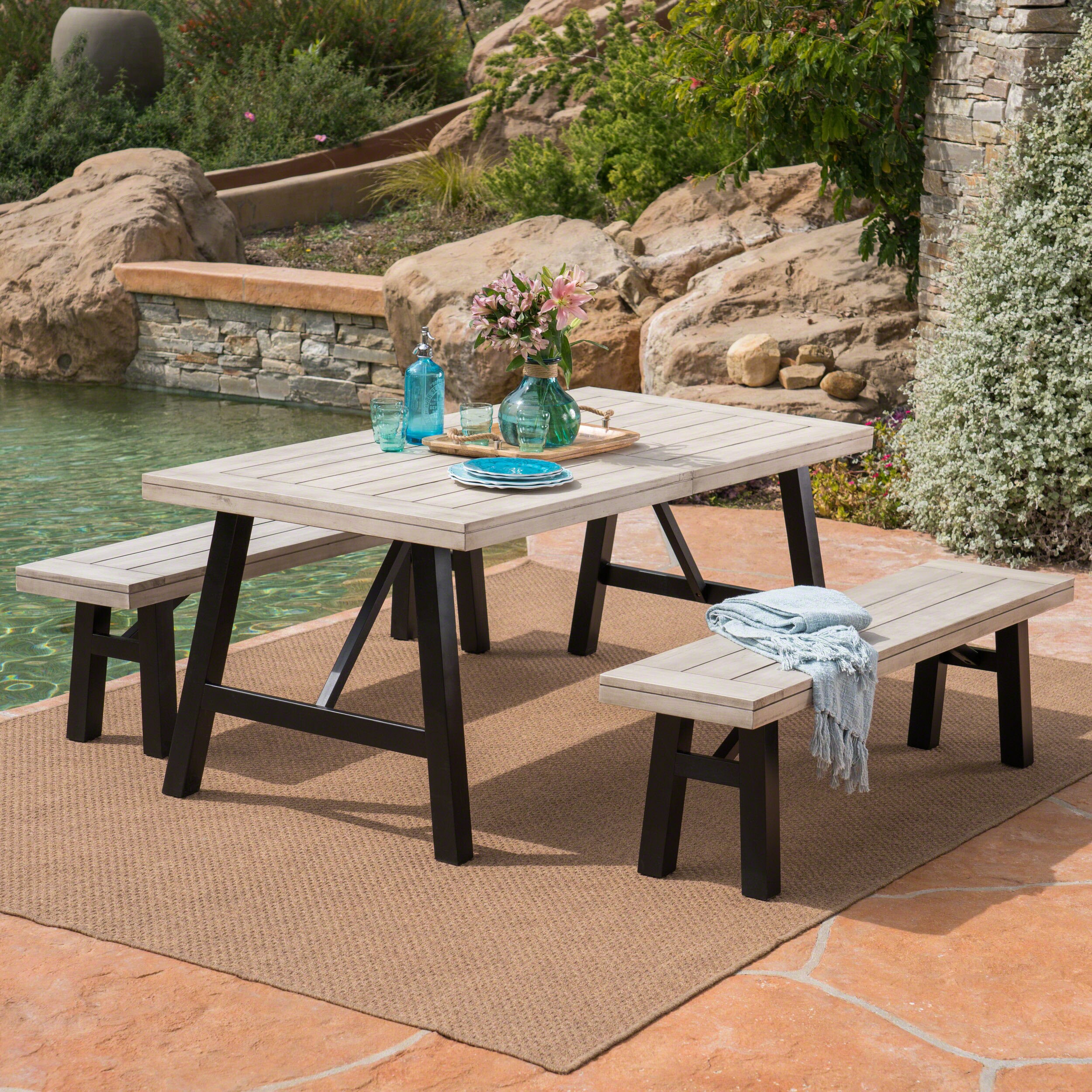 Best Selling Home Decor Maldives 3 -Piece Light Grey Patio Dining Set ...