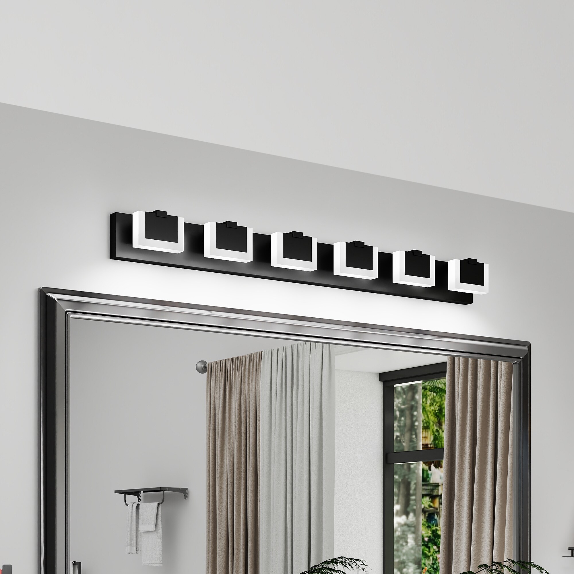 Tatayosi LED Black Modern Vanity Light 6 Light Matte Black Bathroom ...
