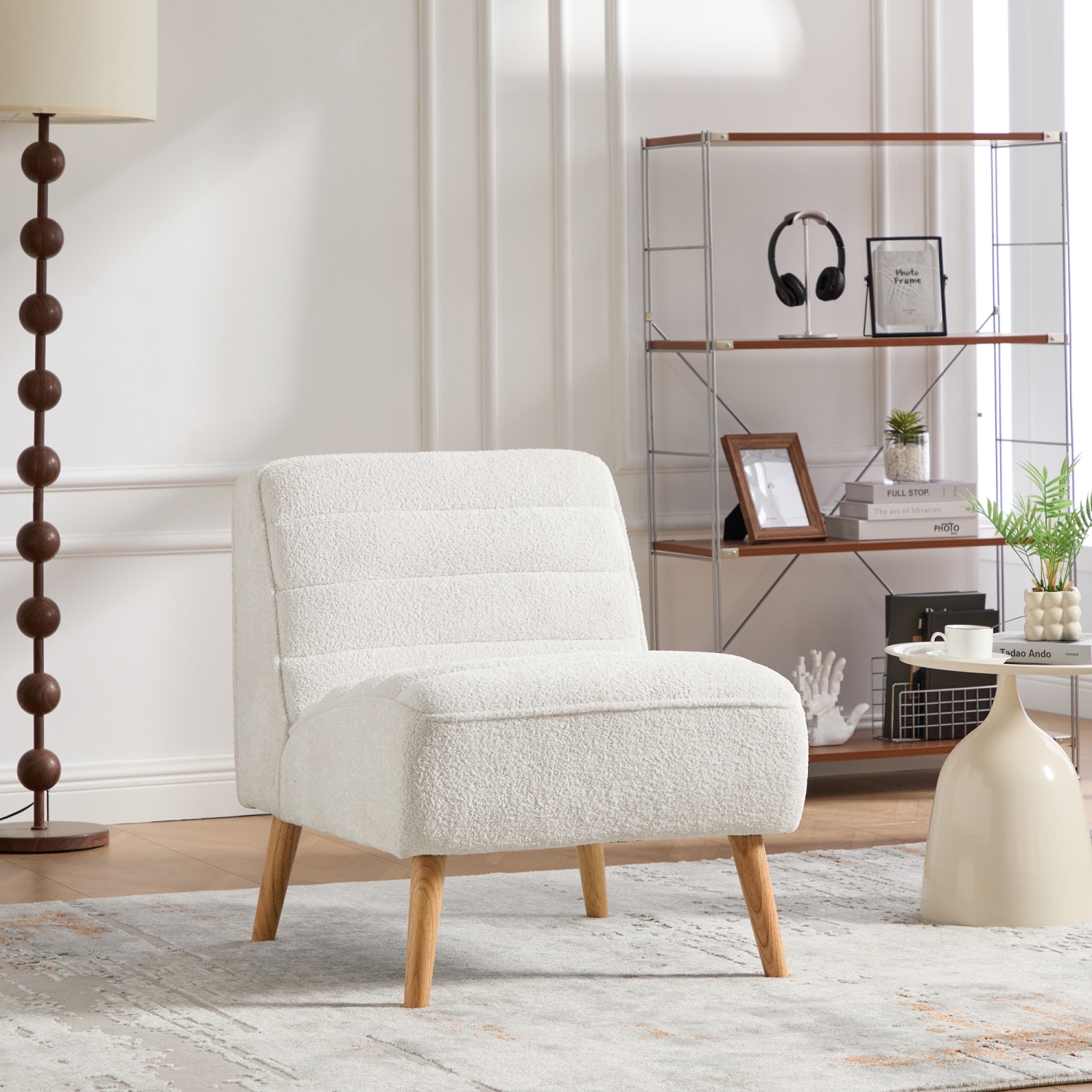 Streamdale Furniture Streamdale Modern Chenille Accent Chair - Ivory in ...