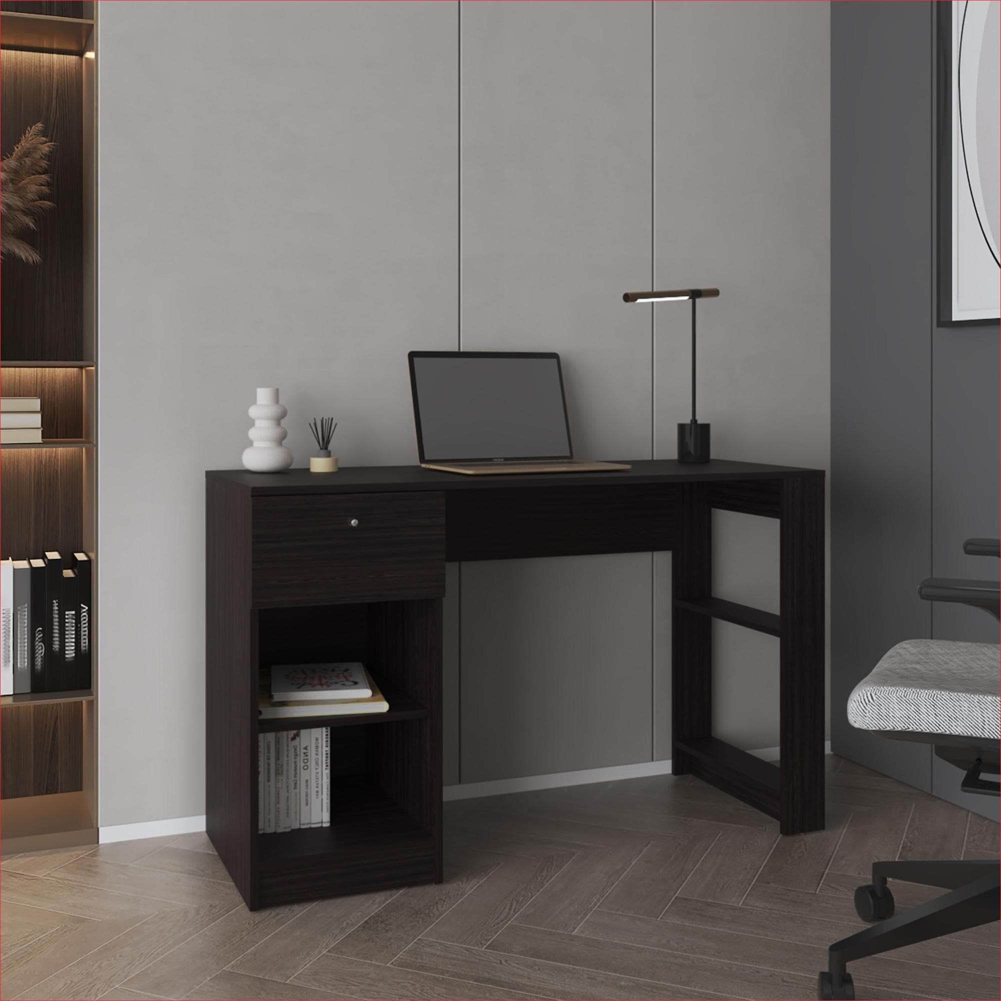 Watnature Modern Silhouette Computer Desk for Home Work Sleek Black ...