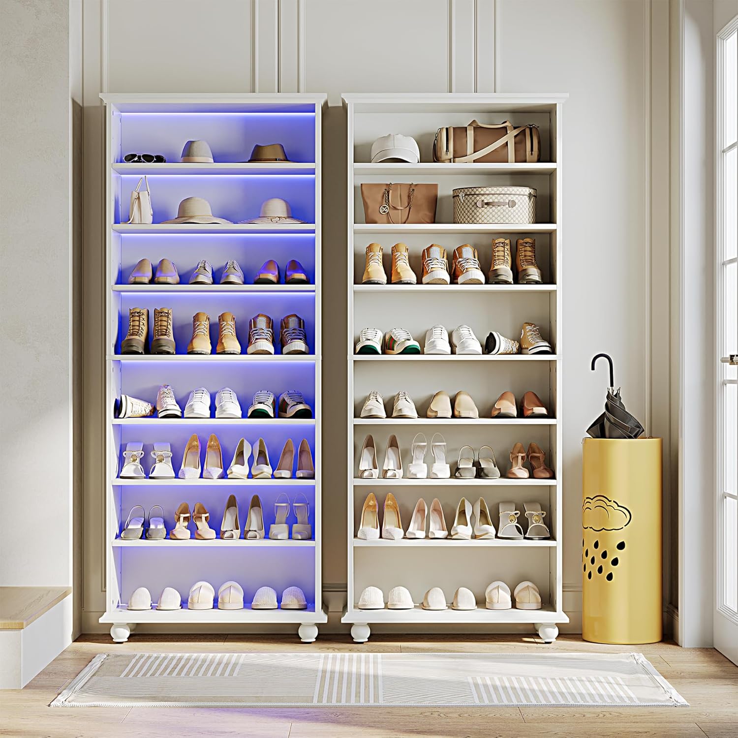 Tribesigns 69 inches Tall Shoe Cabinet with LED Light Strip and ...