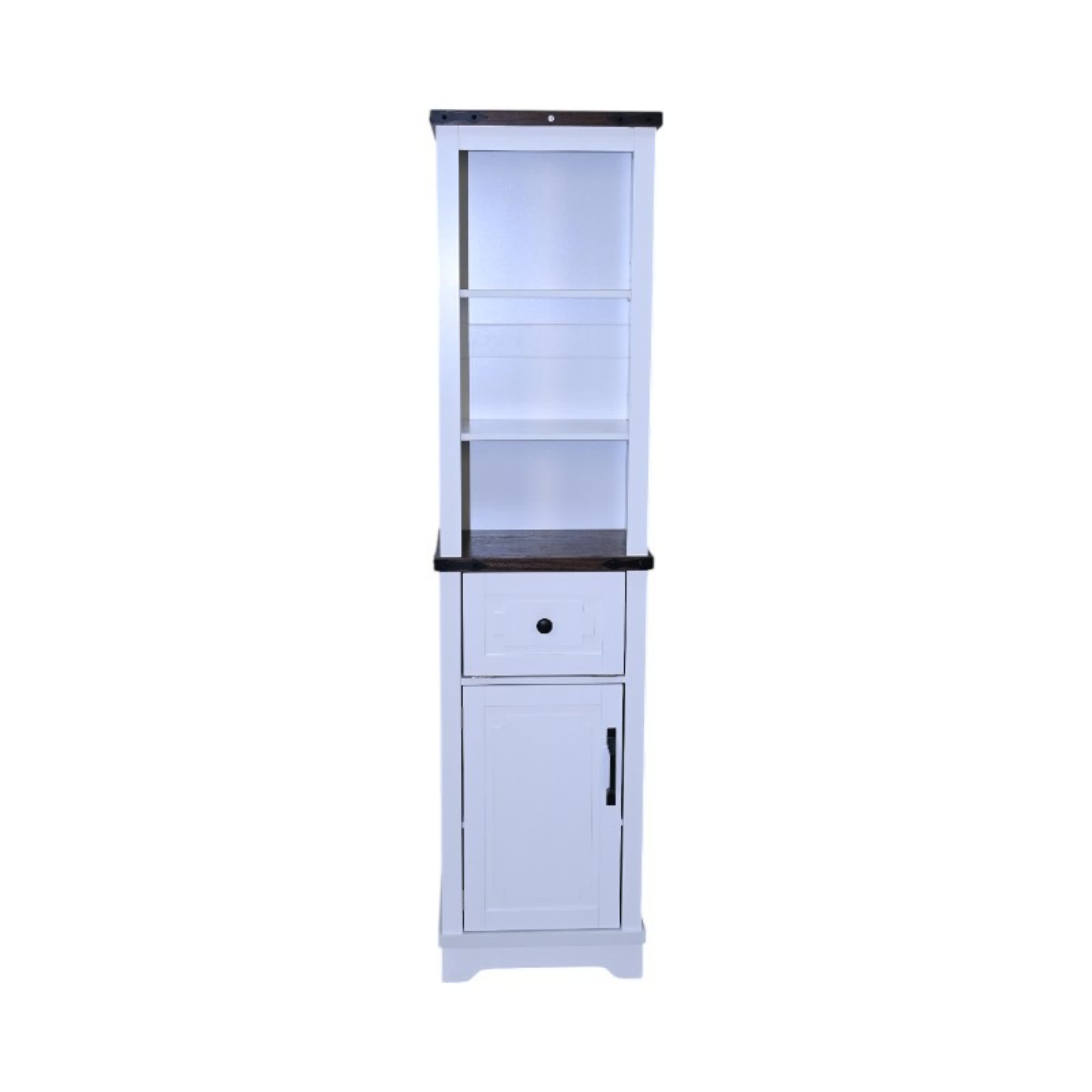 Vynxaria 12in W x 16in D x 63in H White+Walnut Composite Wood ...