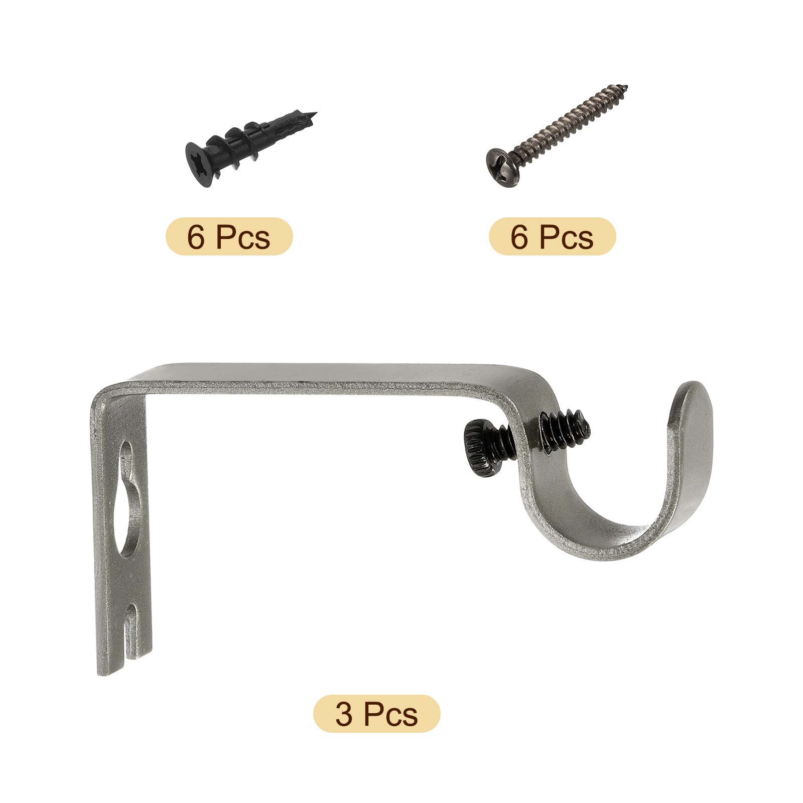 Unique Bargains 3Pcs Curtain Rod Brackets Drapery Hanging Rod Holders ...
