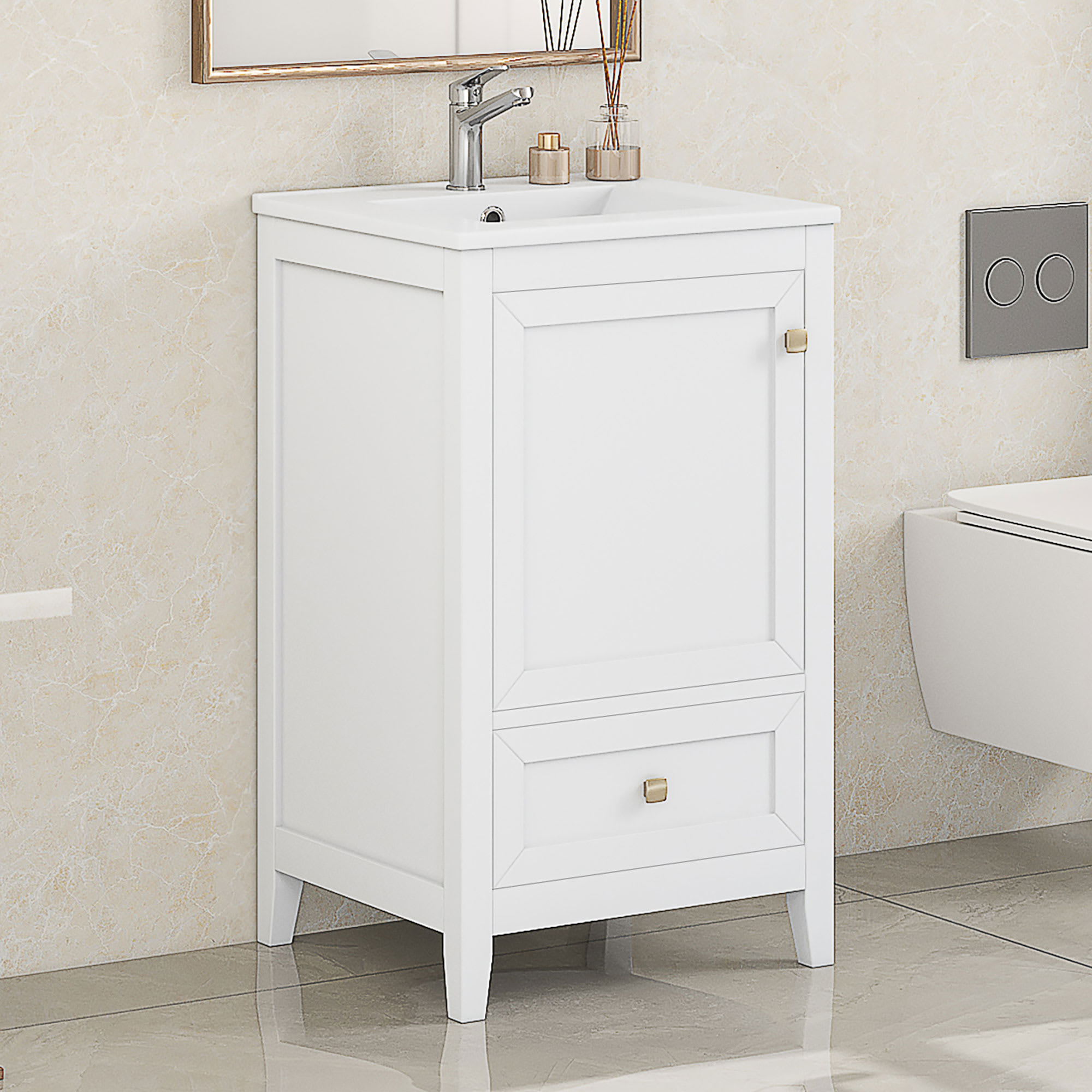 Misty Moon 20-Inch Bathroom Vanity with Sink Bathroom Cabinet with Soft ...