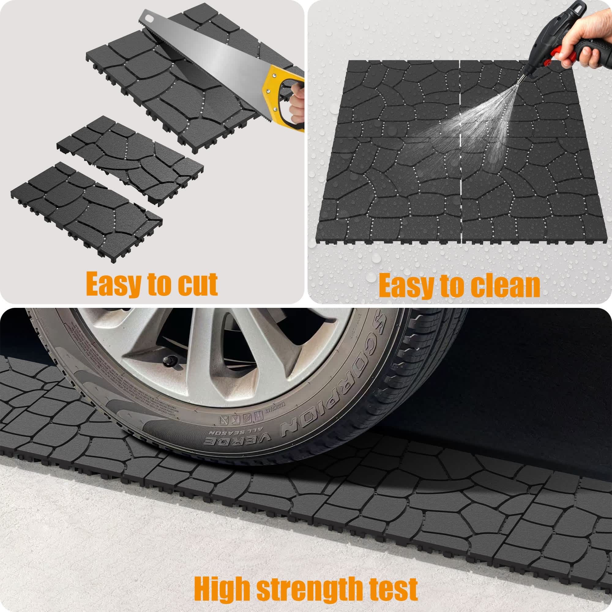 Misty Moon 44 Pcs 12 Inch Dark Gray New Stone Texture Patio Deck Tiles ...