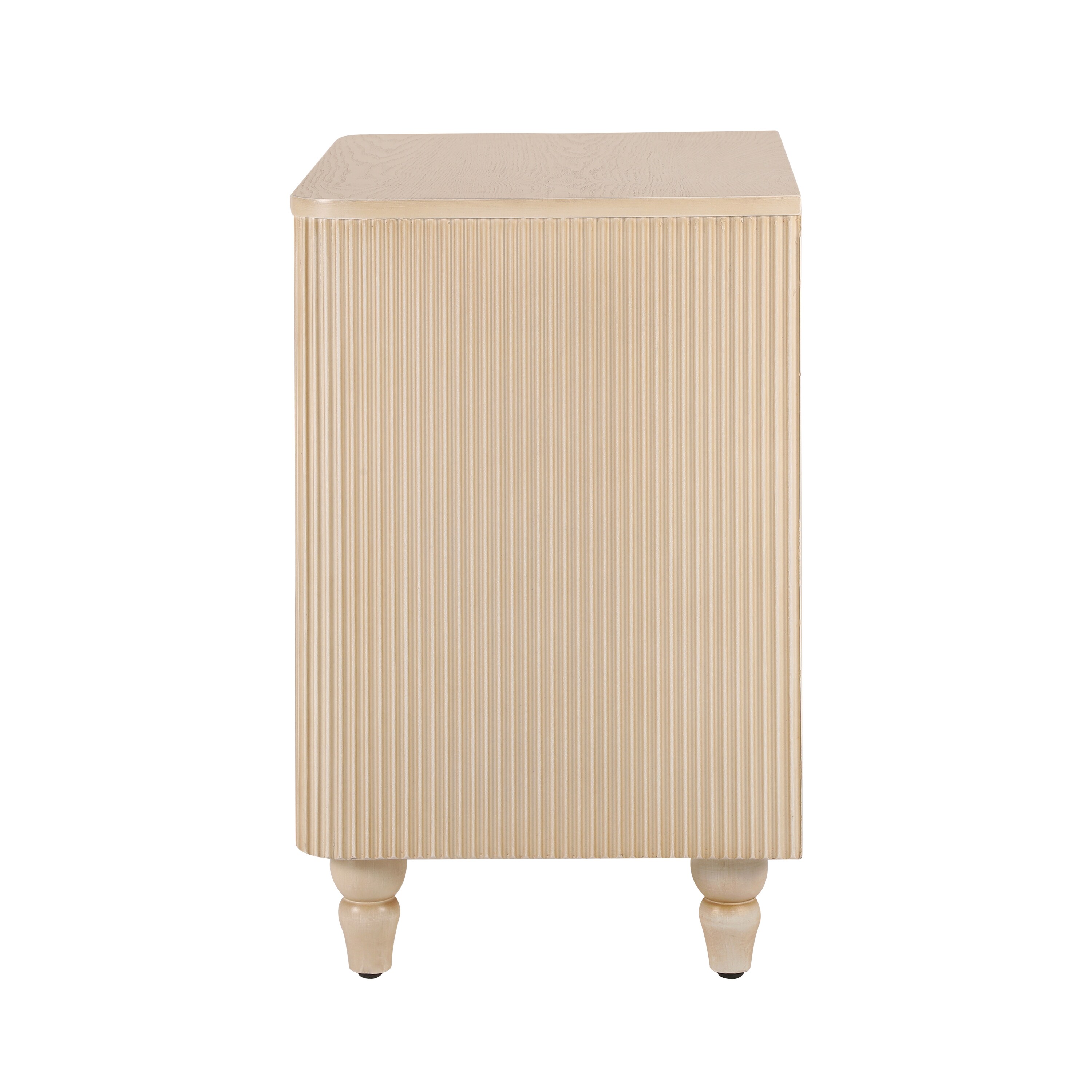 Qualler Mid-Century Fluted 3 Drawers Nightstand Curved Profile Bedside ...