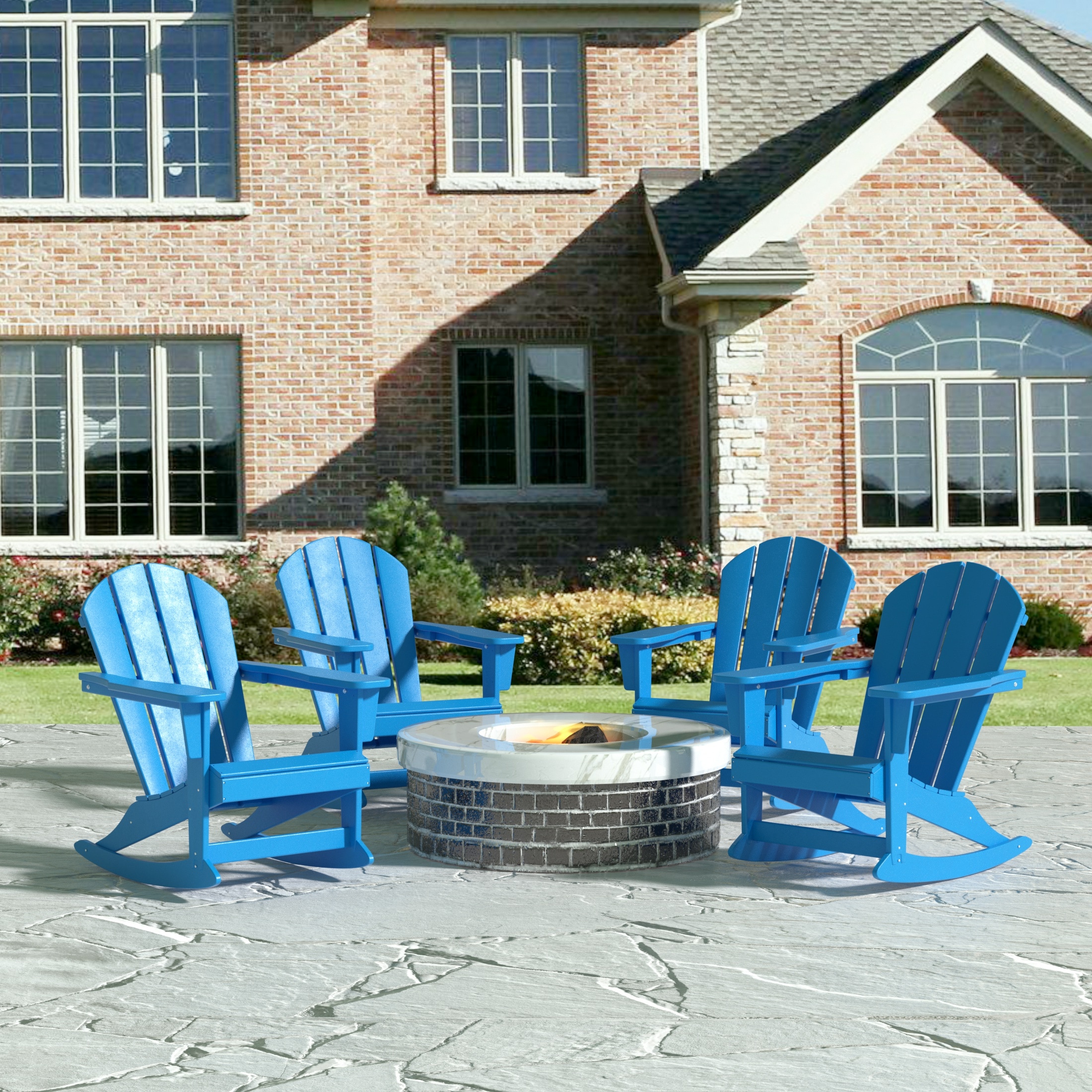 Westin Furniture Laguna Set of 4 Pacific Blue Hdpe Frame Rocking Chair ...