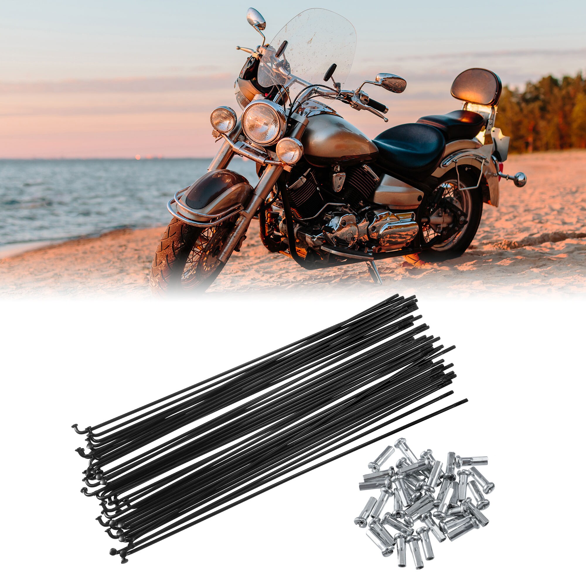 Unique Bargains 40pcs Bicycle Steel Spokes 14G Bike Spoke 200mm Length ...