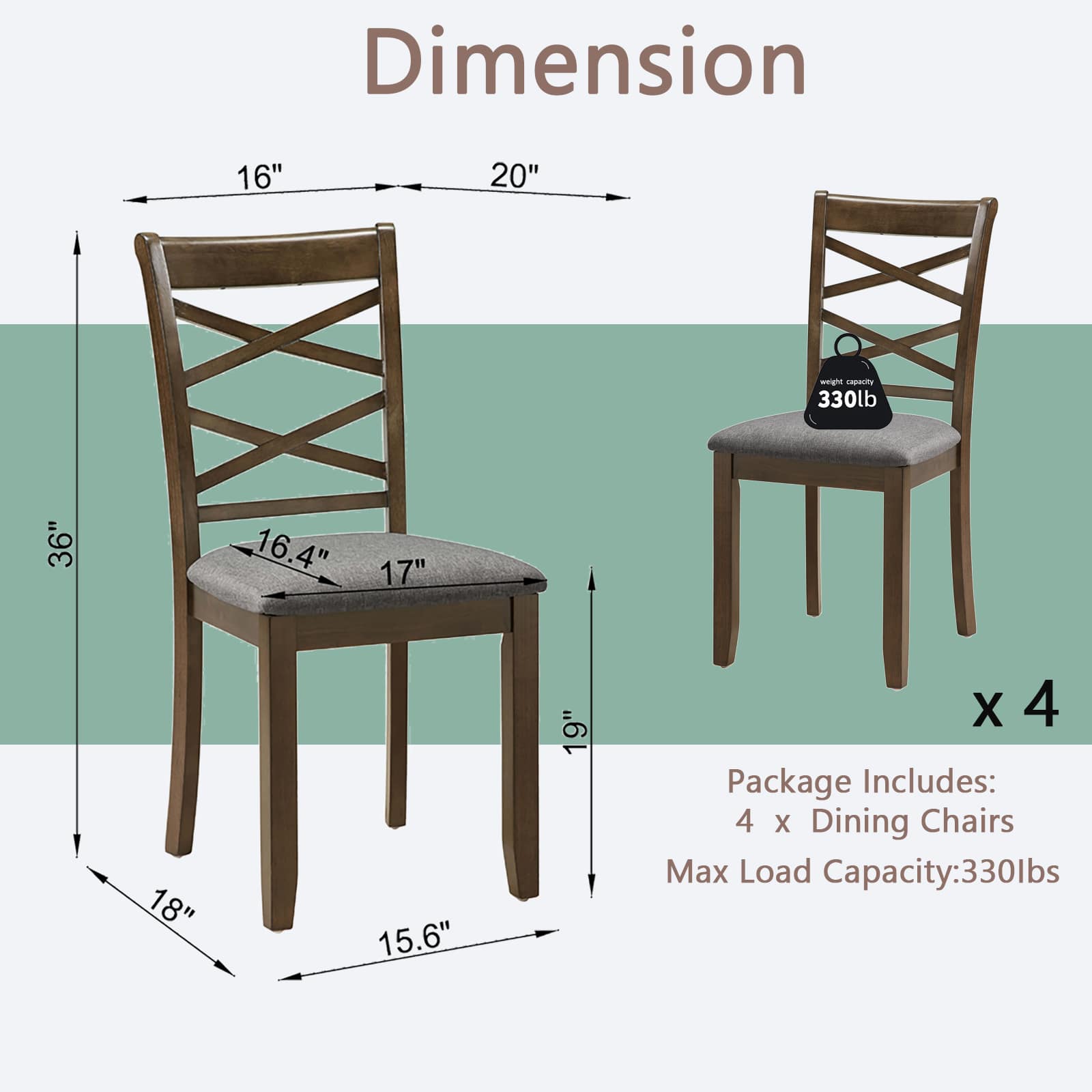 Vynxaria Walnut Dining Chairs Set of 4 Modern Curved Linen Seat Solid ...