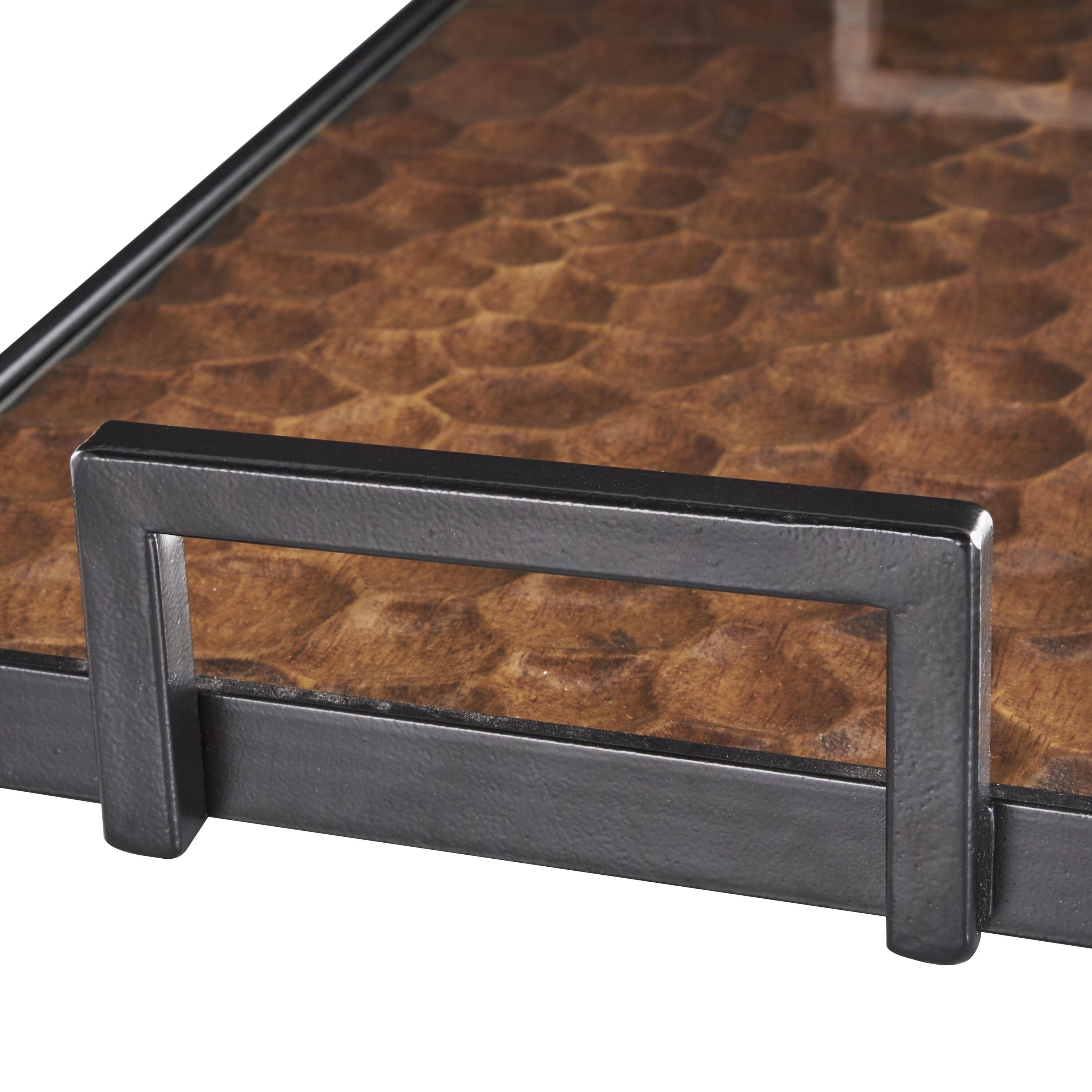 Grayson Lane 2-Pack Brown Wood Country Decorative Tray 823198 at Lowes.com