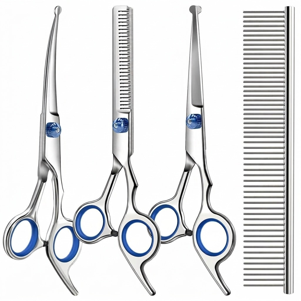 Oyezvary 4 in 1 Pet Grooming Scissors Kit for Dogs and Cats Safety ...