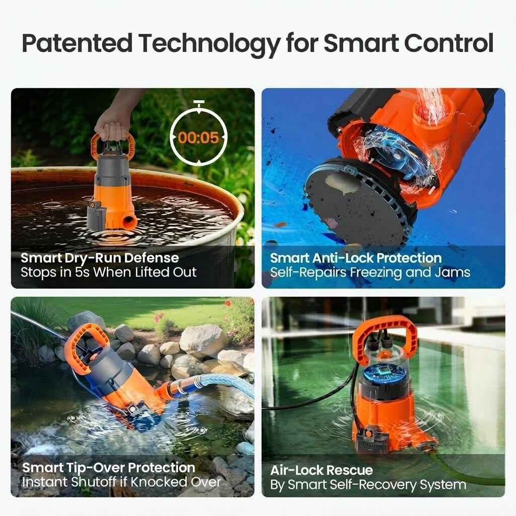 Anqtovp 1/3 HP Submersible Utility Pump 2790 GPH High Flow ...