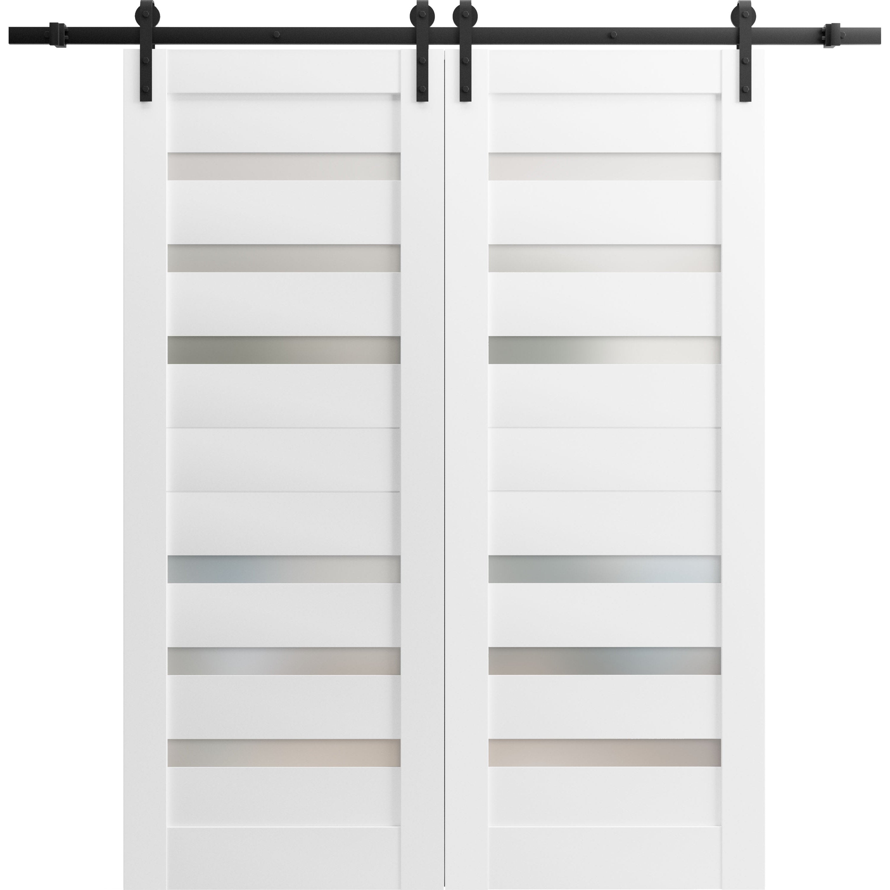SARTODOORS Interior Double Barn Doors - Quadro 4266 White Silk -72x84 ...