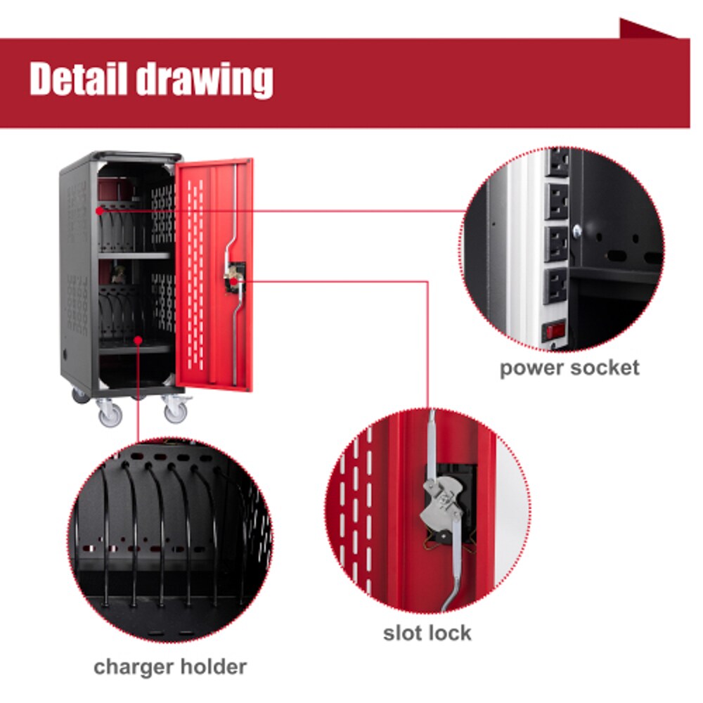 EFCUT 18 Device Charging Cart for Laptops and Tablets Locking Mobile ...