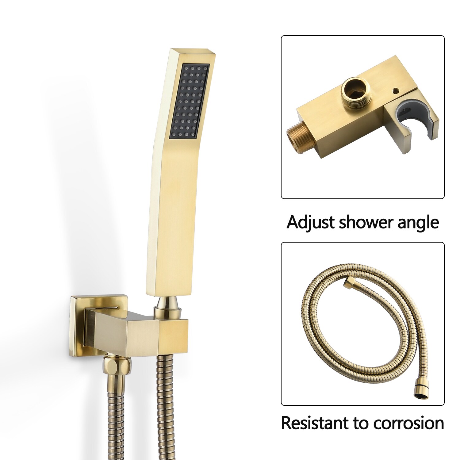 Casainc Brushed Gold Dual Head Waterfall Built In Shower System In The