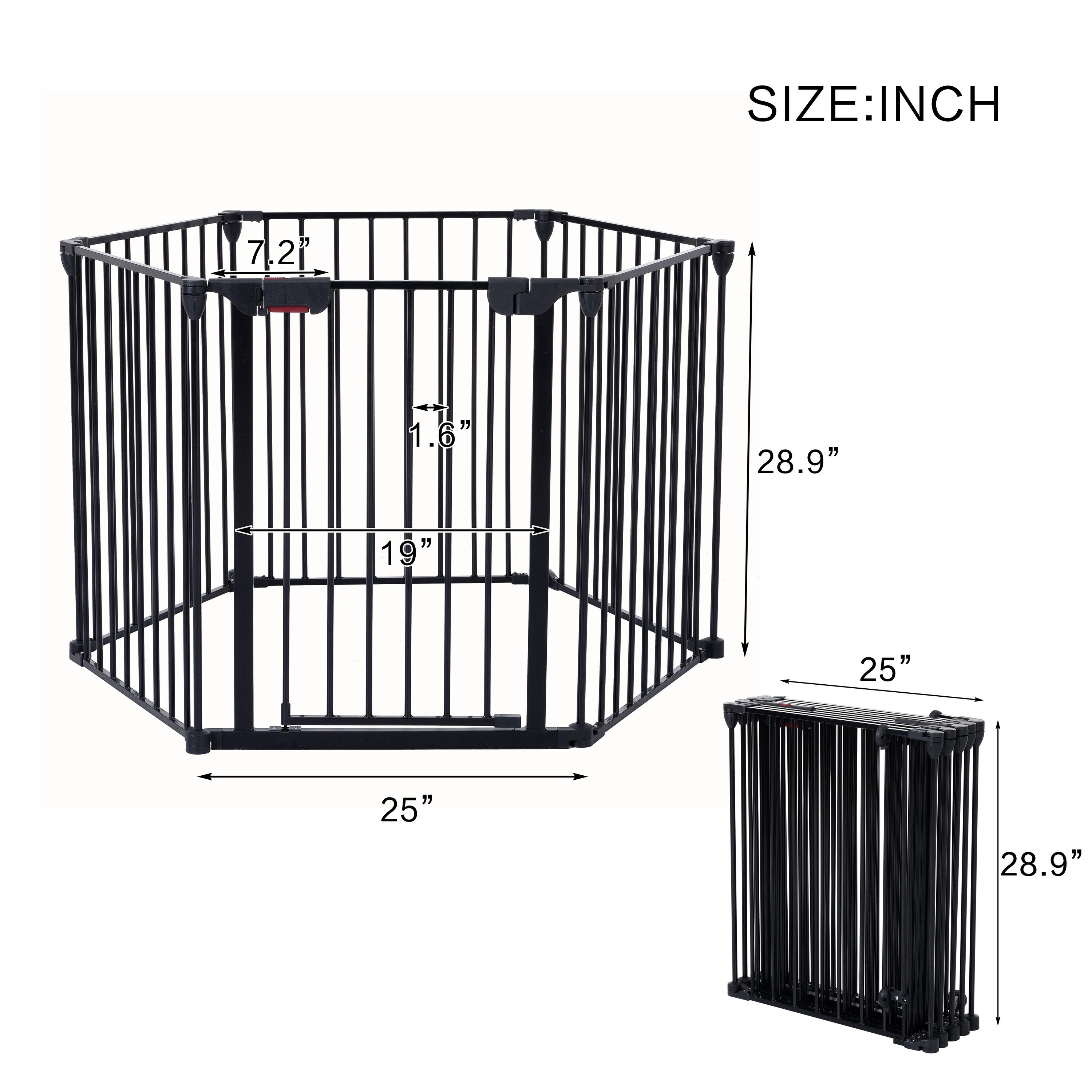 LOVMOR 150 inch Adjustable Safety Gate 6 Panels Play Yard Metal ...