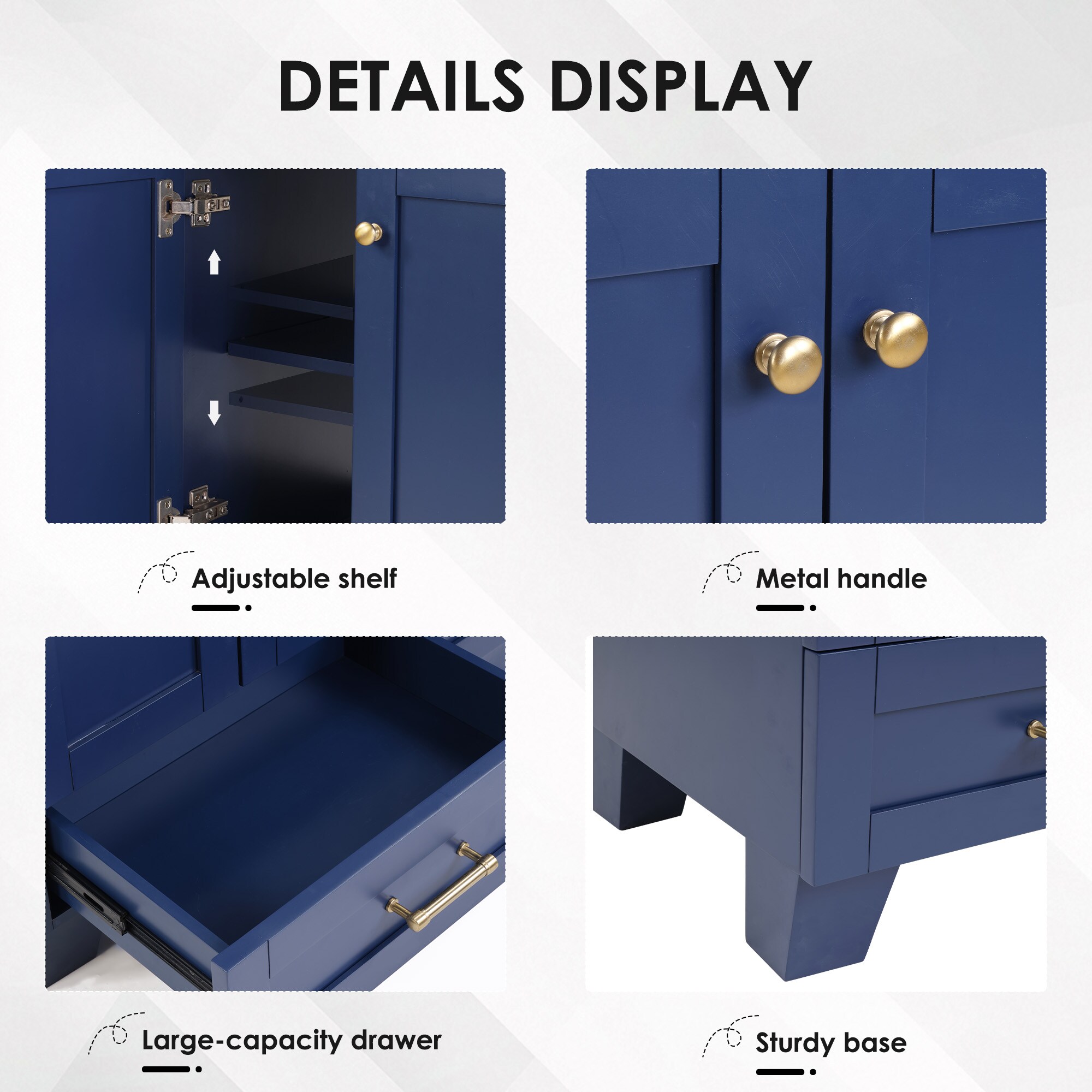 Tinyhomie 30Inch Blue Bathroom Vanity with Ceramic Sink Soft Close ...