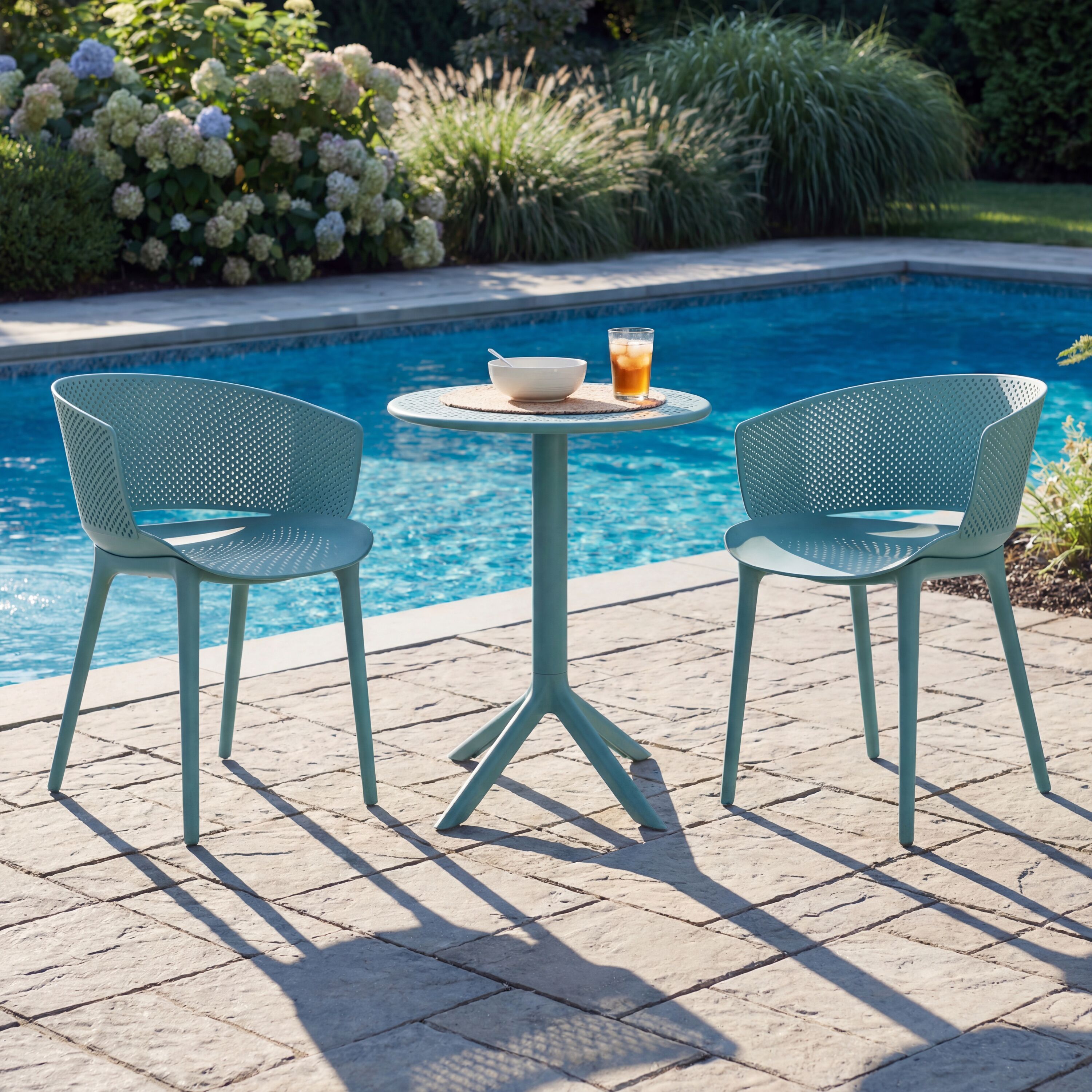 Christopher Knight Home Modern Sky Blue 3-Piece Plastic Patio Outdoor ...