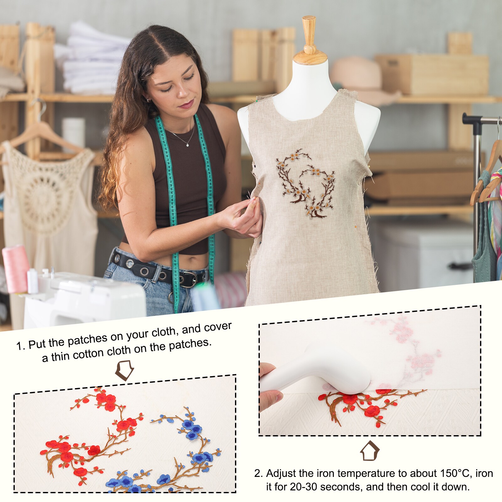 Unique Bargains Plum Blossom Iron-on Patches Flower Embroidery ...