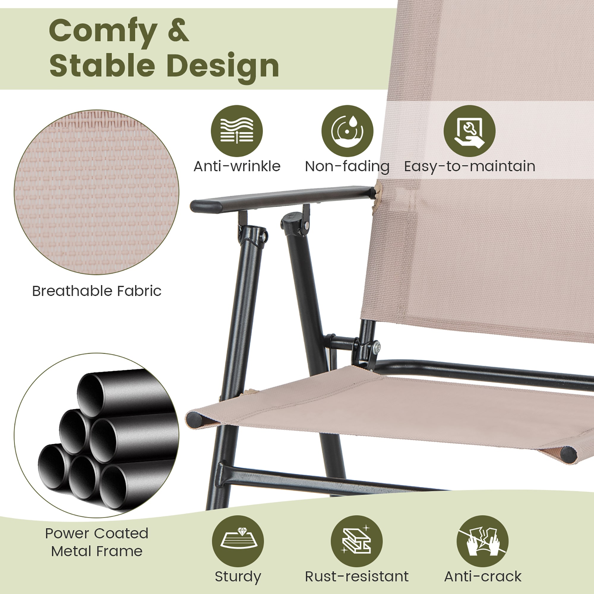 Costway 4 Black Metal Frame Stationary Bar Stool Chair with Off-white ...