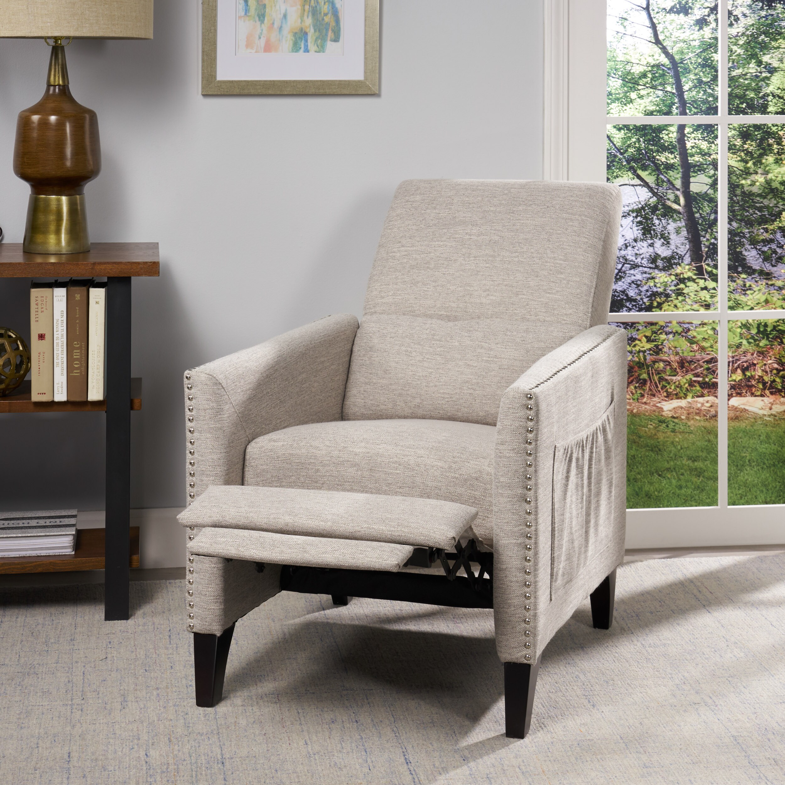 LOVMOR Pushback Recliner Chair Push Back Recliner with Rivet Decoration ...