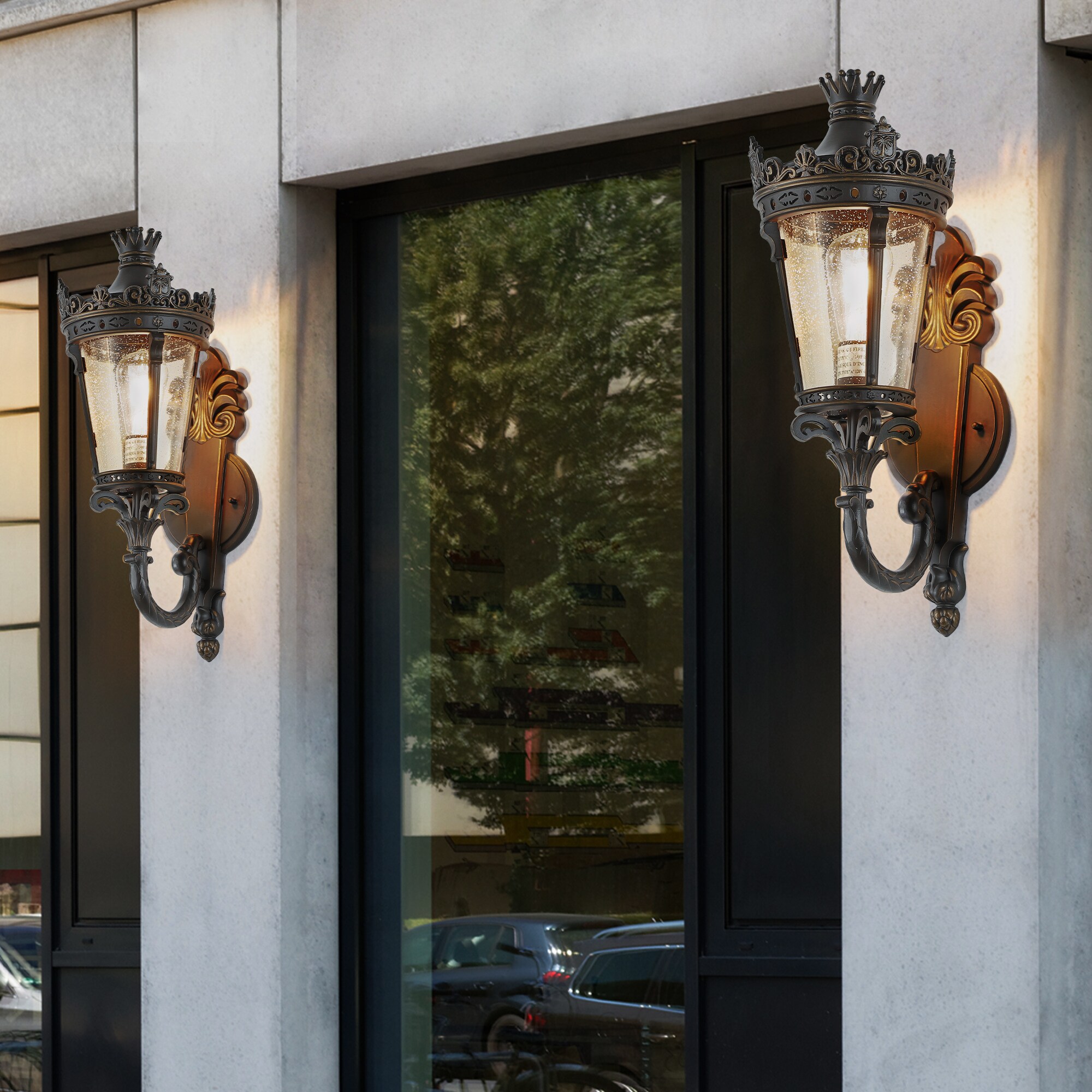 AAZJ Outdoor Wall Lantern 1 -Light 21.3-in H Bronze Hardwired Outdoor ...